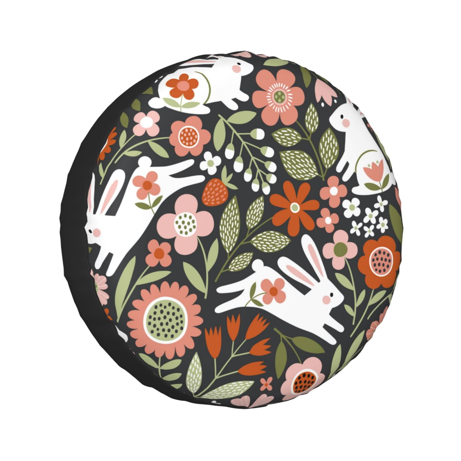 Kll Rabbits On Floral Tire Cover,Universal Wheel Tire Cover For Trailer ...