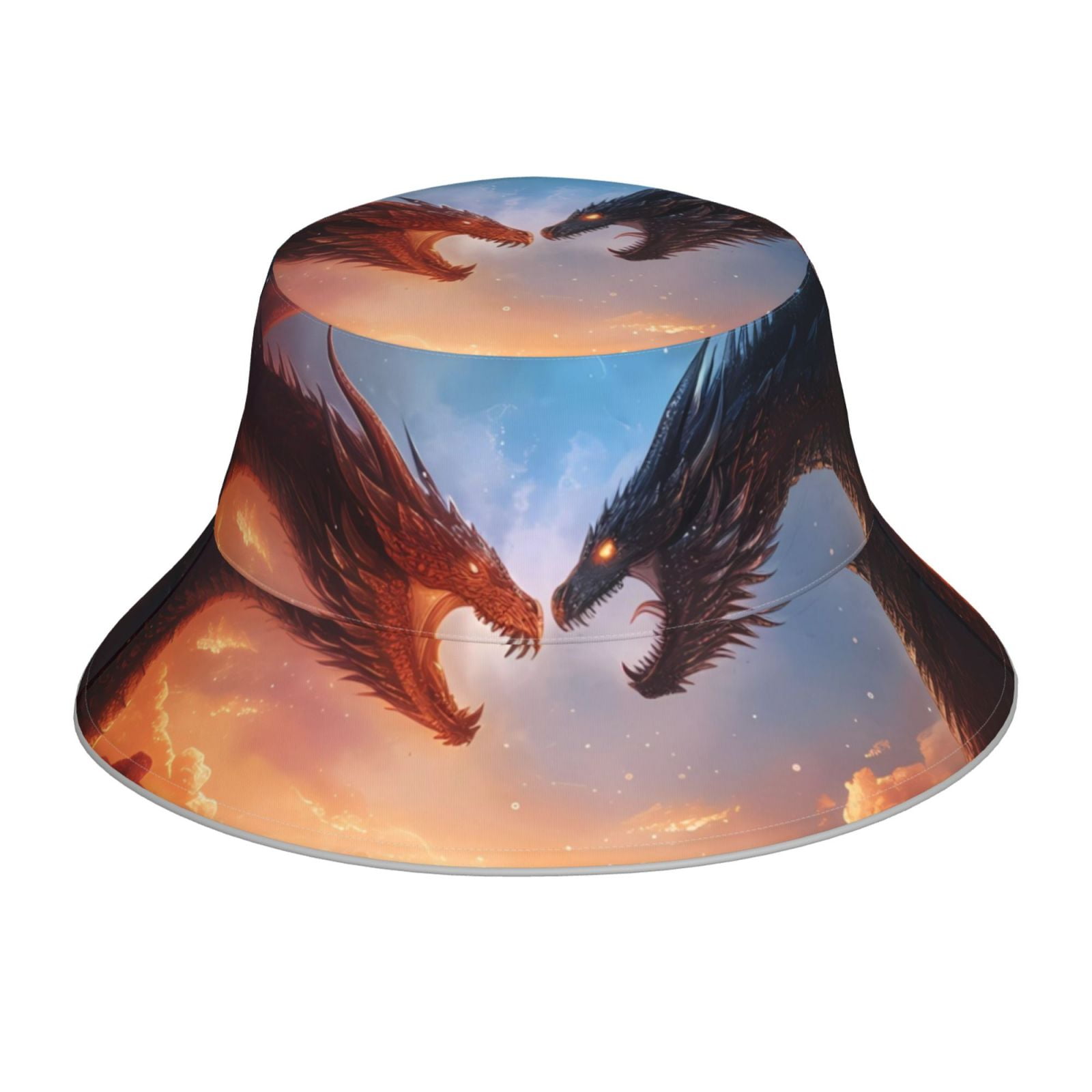 Kll Red And Blue Fire Cloud Dragon Bucket Hat for Women Men Packable ...