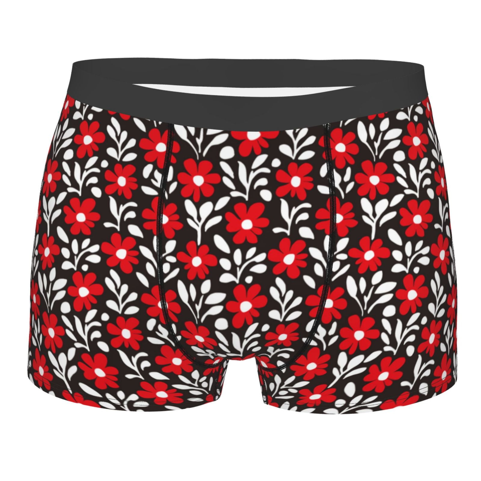 Kll Red Floral Men'S Cotton Boxer Briefs Underwear-Large - Walmart.com