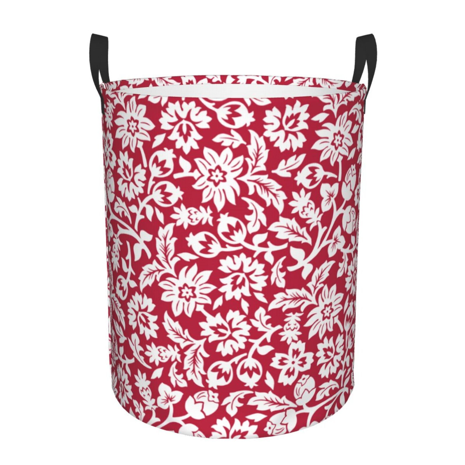 Kll Red Flowers Waterproof Foldable Laundry Hamper Bucket With Handles ...