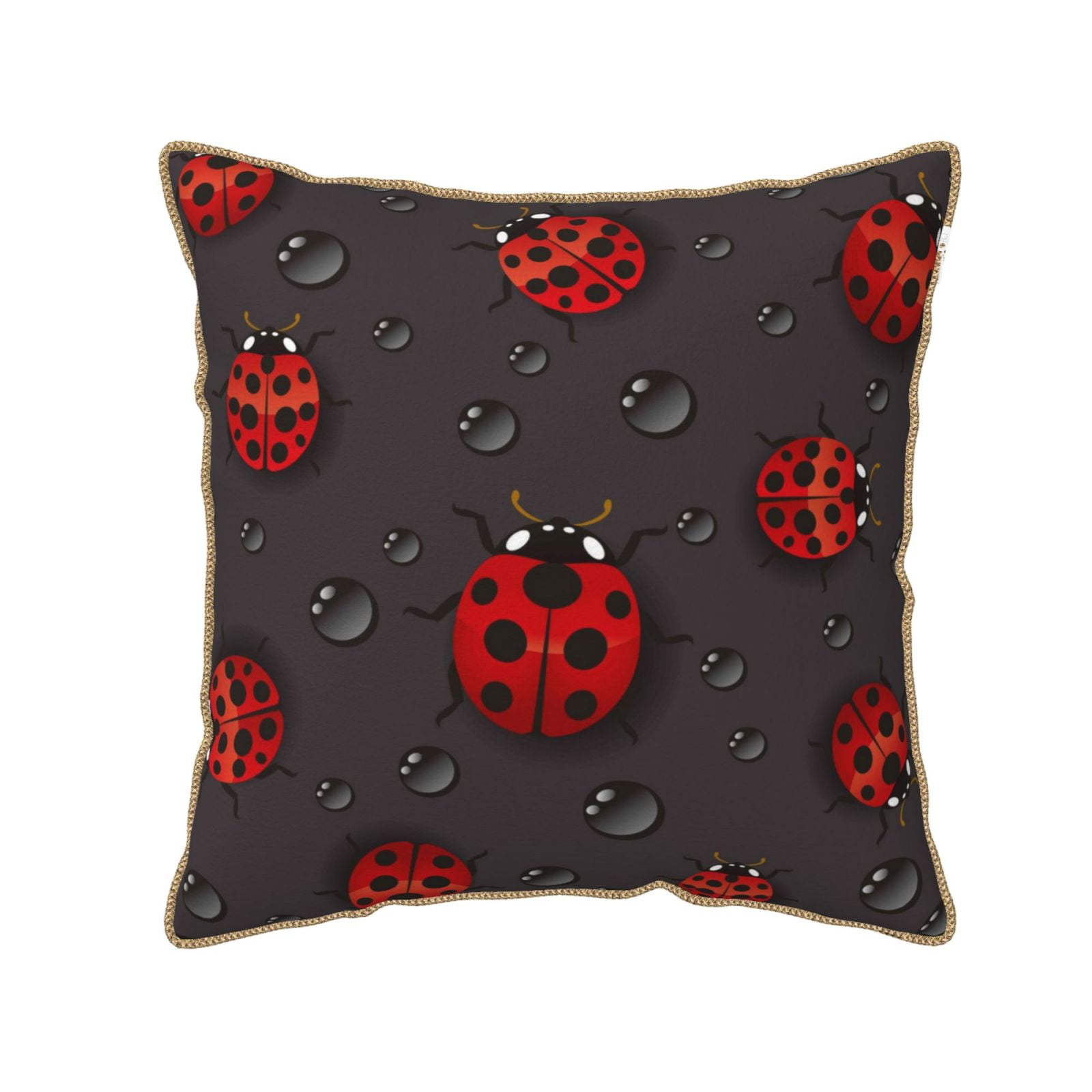 Kll Red Ladybugs On Dark Background Decorative Throw Pillow Covers ...