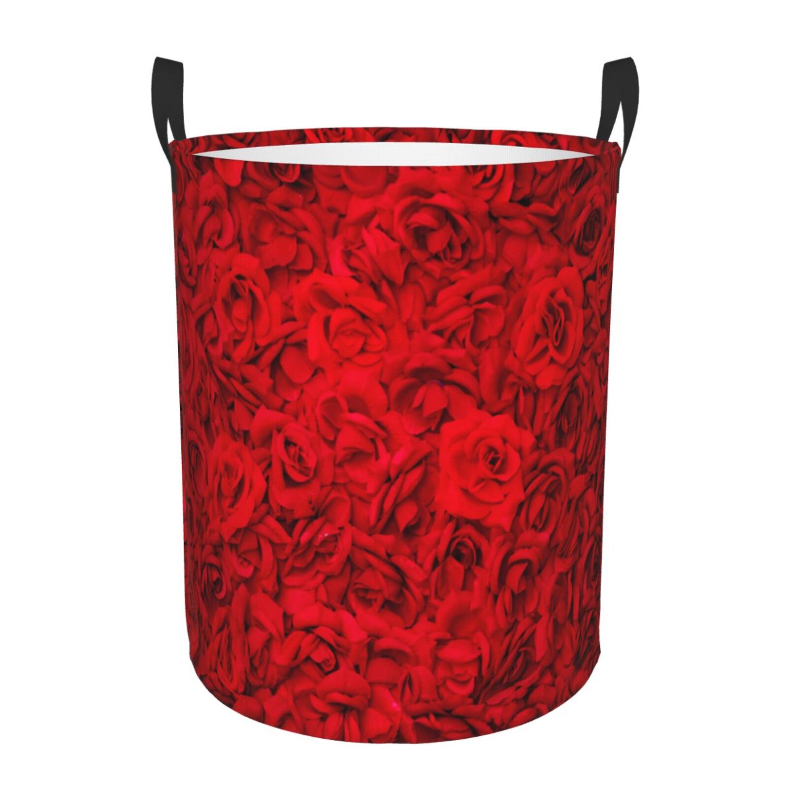 Kll Red Rose Waterproof Foldable Laundry Hamper Bucket With Handles For ...
