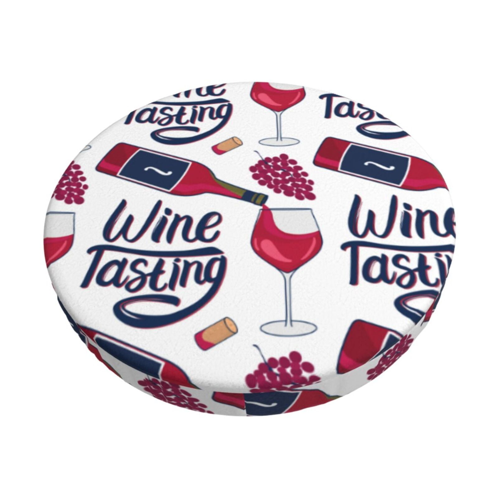 Kll Red Wine Glass Bottle Round Bar Chair Cushion Cover 13 Inch,Bar ...