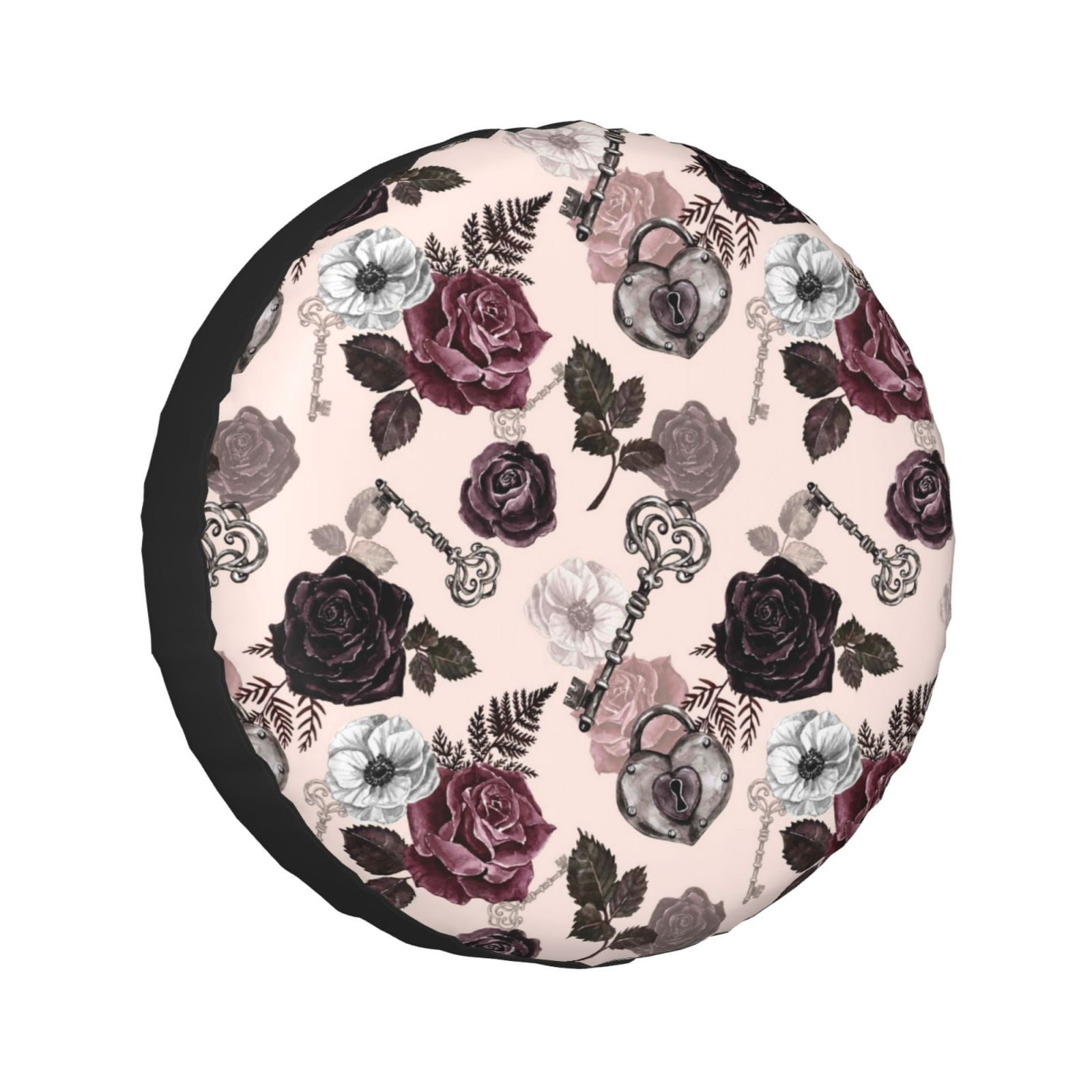 Kll Retro Red Black Roses Tire Cover,Universal Wheel Tire Cover For ...
