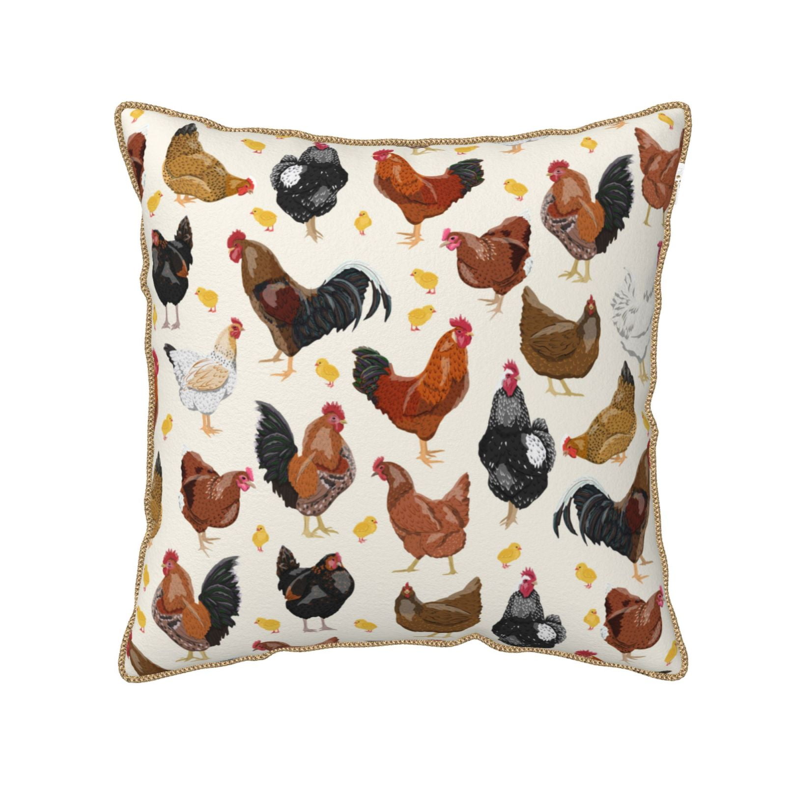 Kll Roosters And Chickens Decorative Throw Pillow Covers Velvet Soft ...