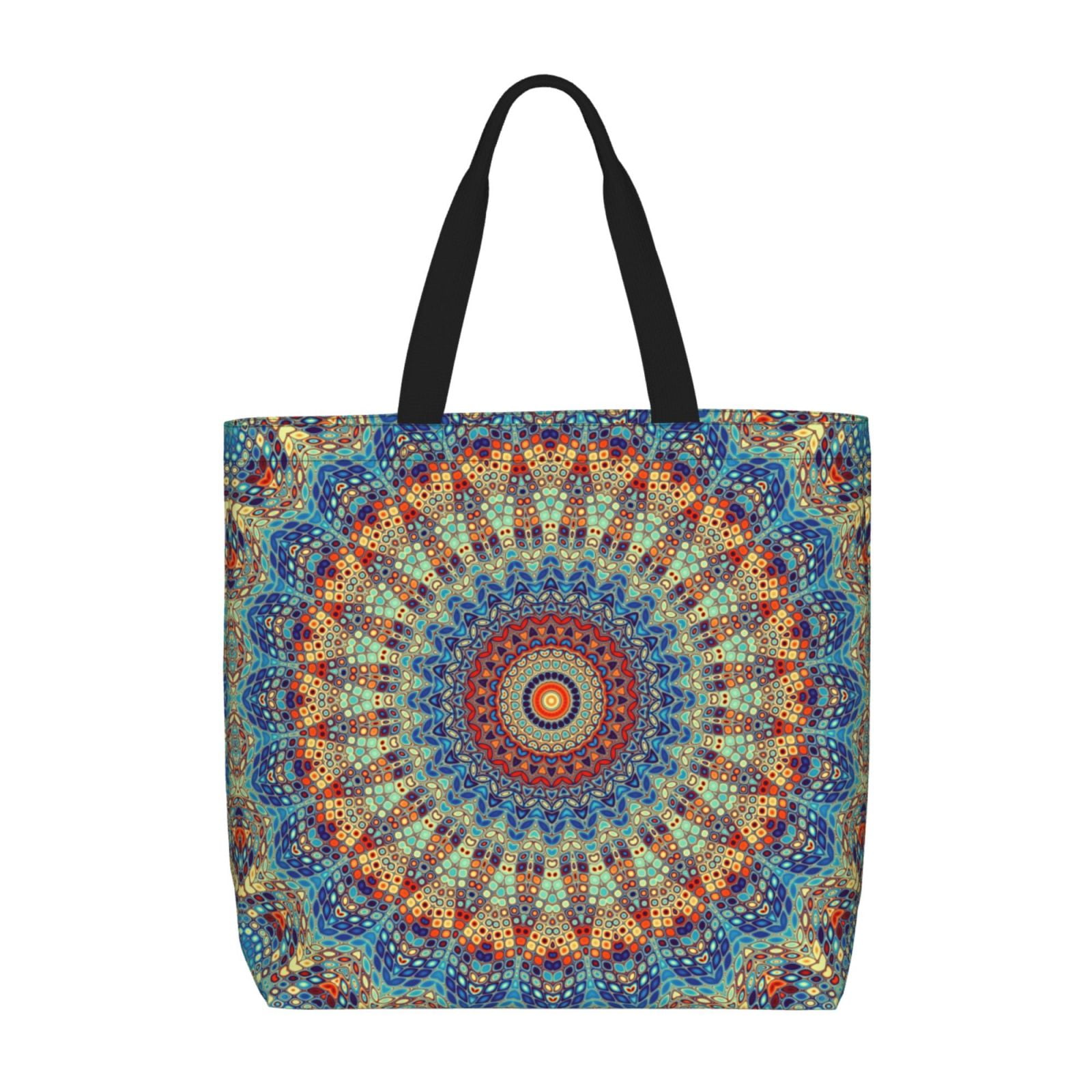 Kll Round Mandala Pattern Aesthetic Tote Bag For Women Beach Bag ...
