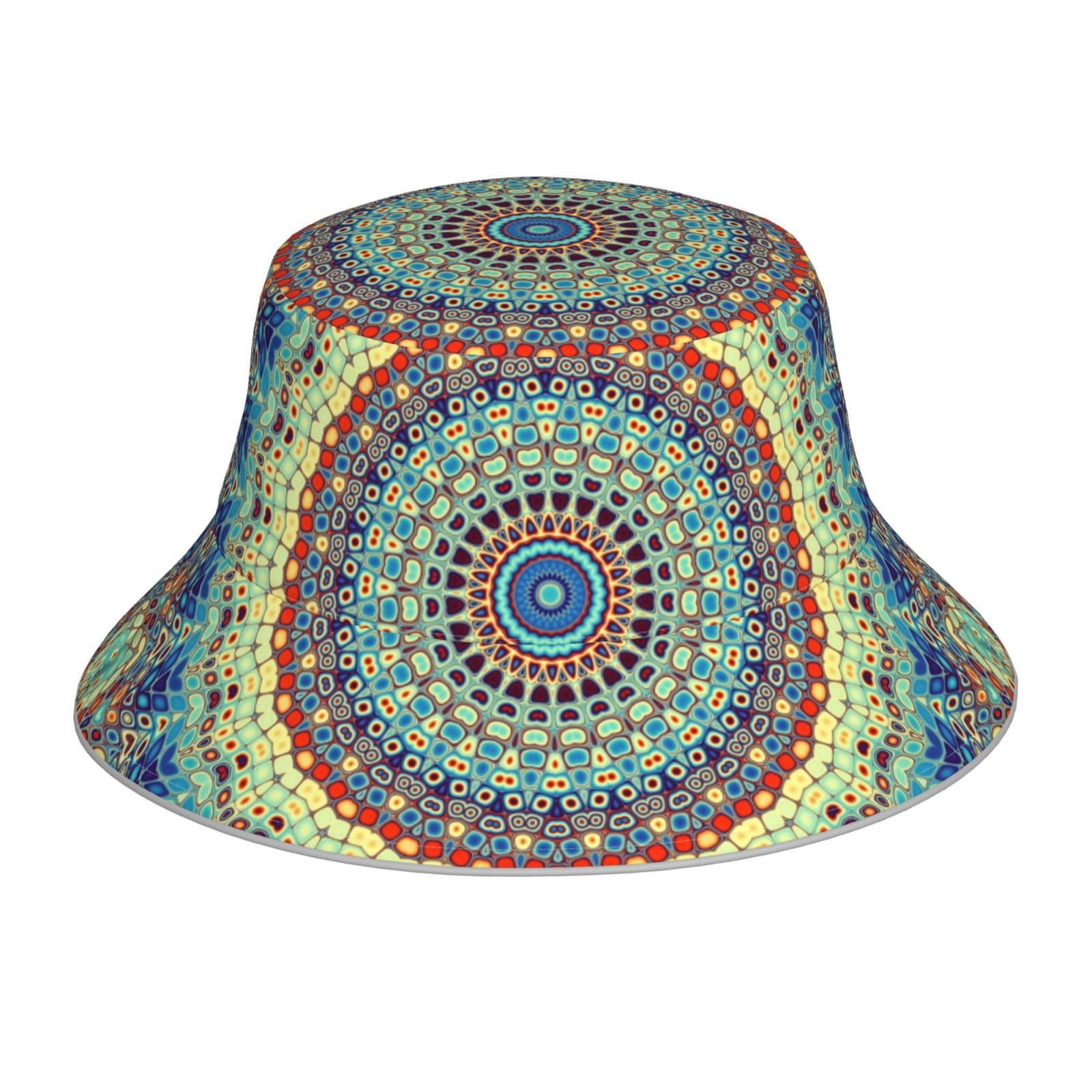Kll Round Mandala1 Bucket Hat For Women Men Packable Travel Beach Sun ...