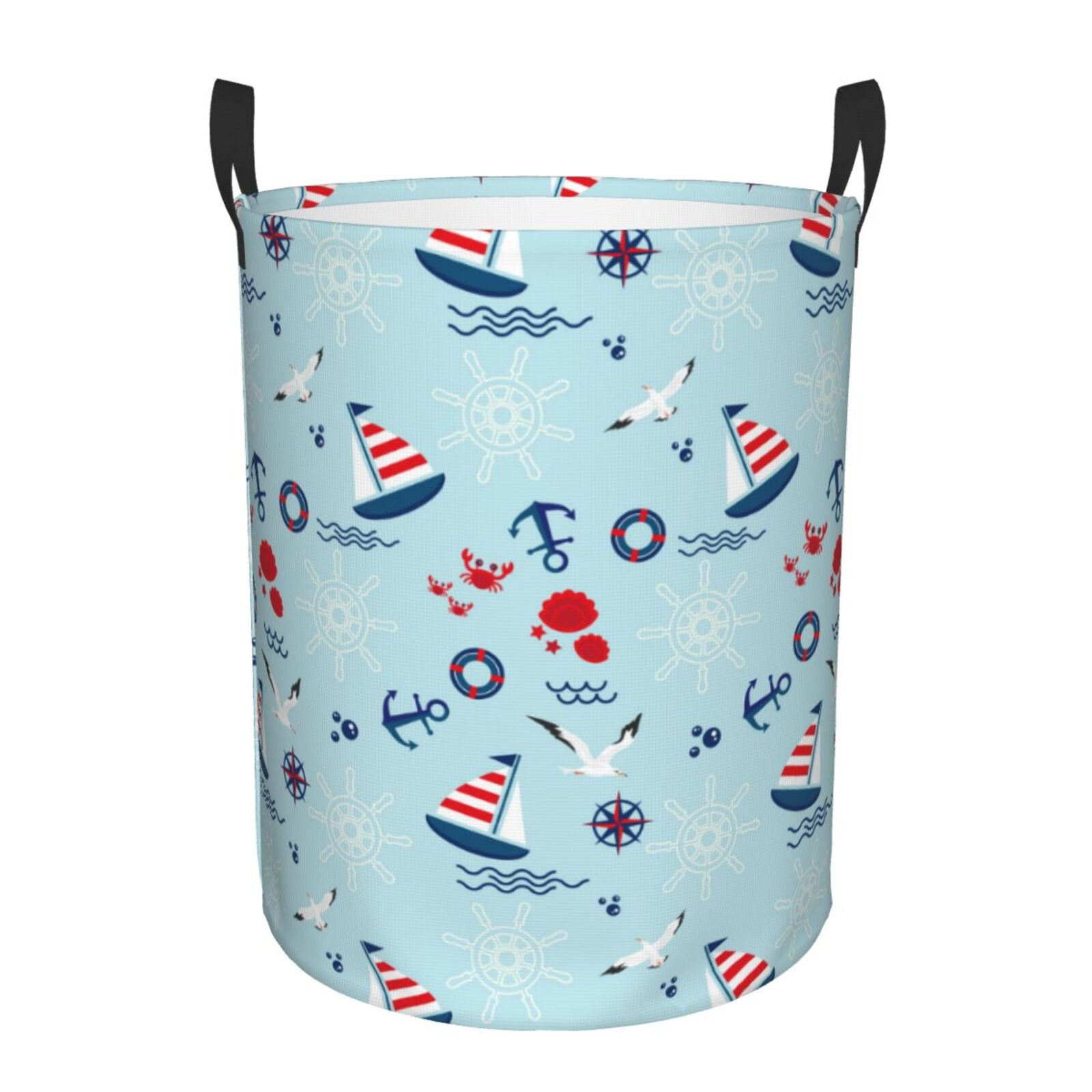 Kll Sailboats Anchors Waterproof Foldable Laundry Hamper Bucket With ...
