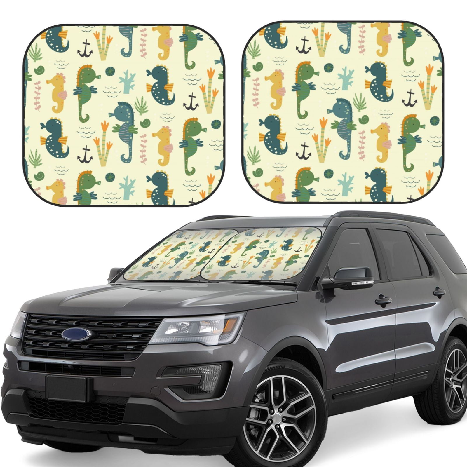 Kll Seahorse Windshield Sun Shade 2-Piece Foldable Car Front Window ...