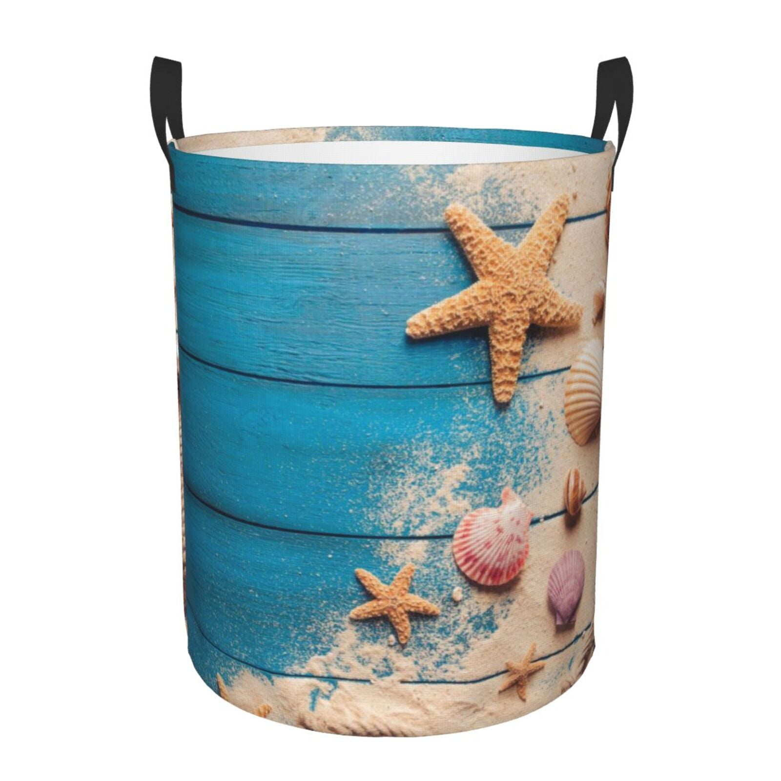 Kll Shells And Starfish Waterproof Foldable Laundry Hamper Bucket With ...