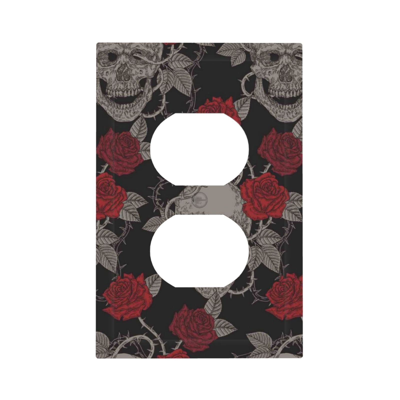 Kll Skull And Red Roses Wall Plate,Gloss Finish,Standard Size 1 - 5" X ...