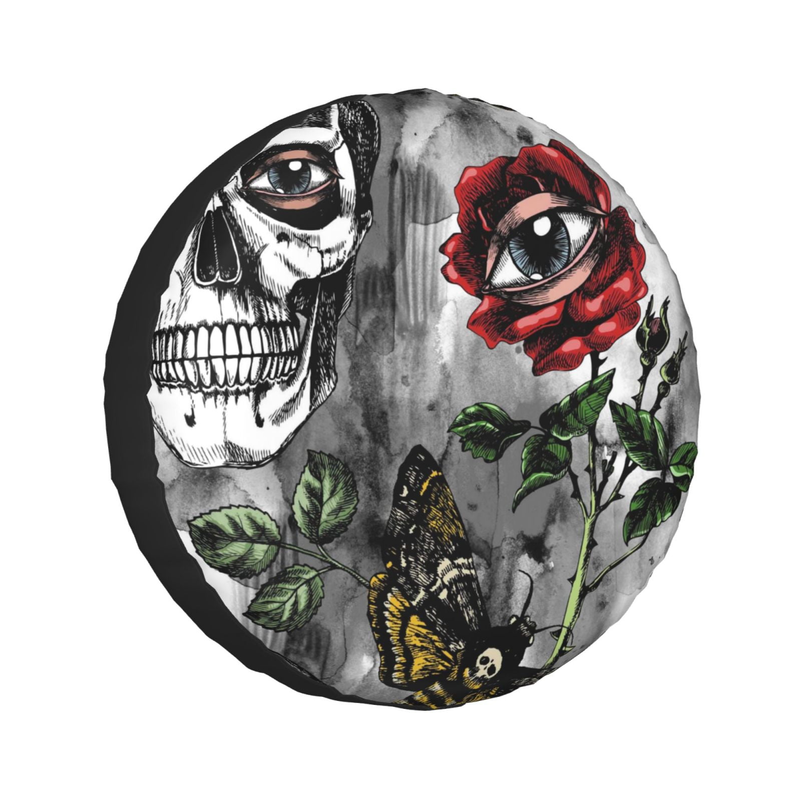 Kll Skulls Roses Tire Cover,Universal Wheel Tire Cover For Trailer, Rv ...