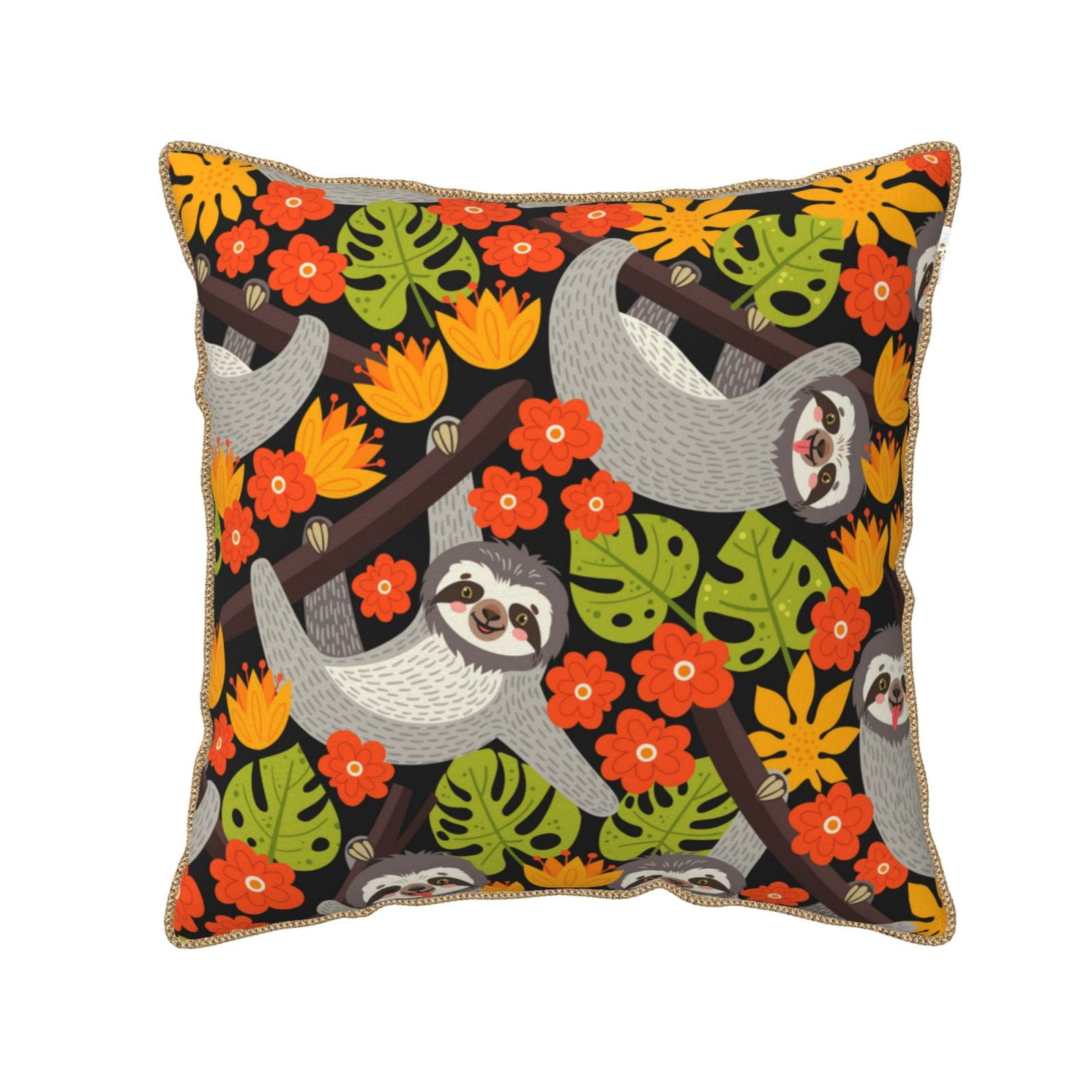 Kll Sloth On The Branch Decorative Throw Pillow Covers Velvet Soft For ...