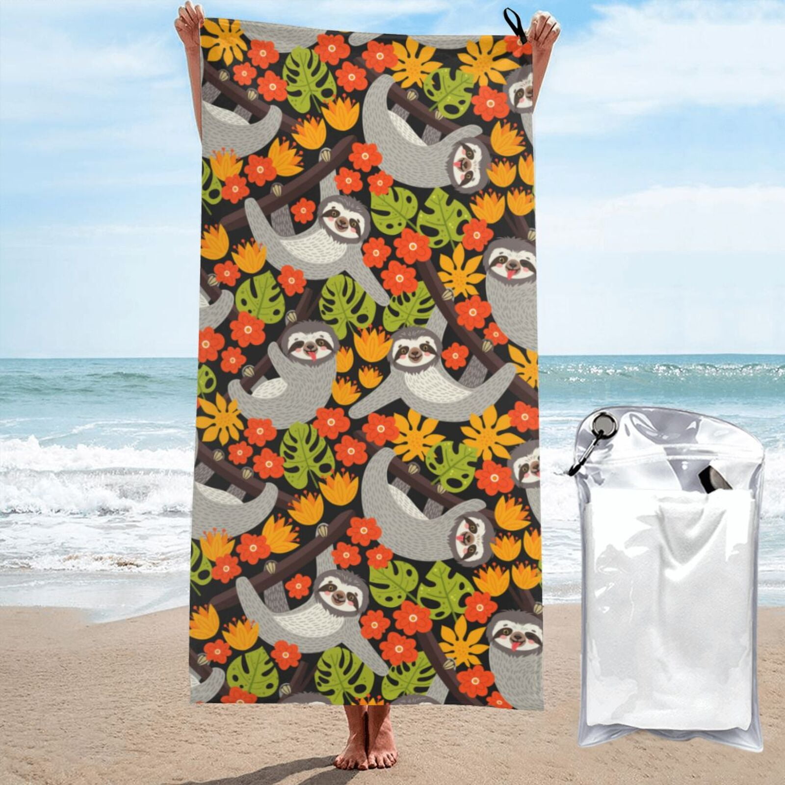 Kll Sloth On The Branch Microfiber Beach Towel Fast Drying,Extra Large ...