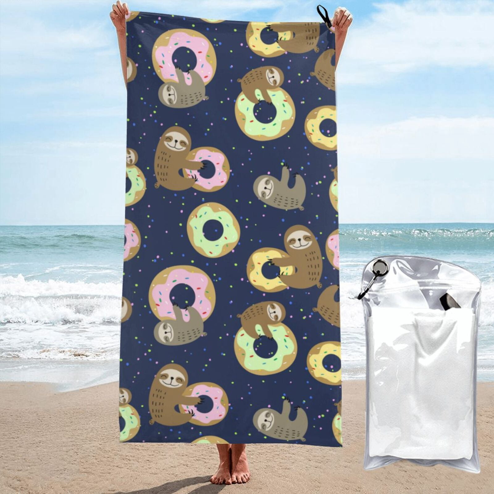 Kll Sloth With Donuts Microfiber Beach Towel Fast Drying,Extra Large 31 ...