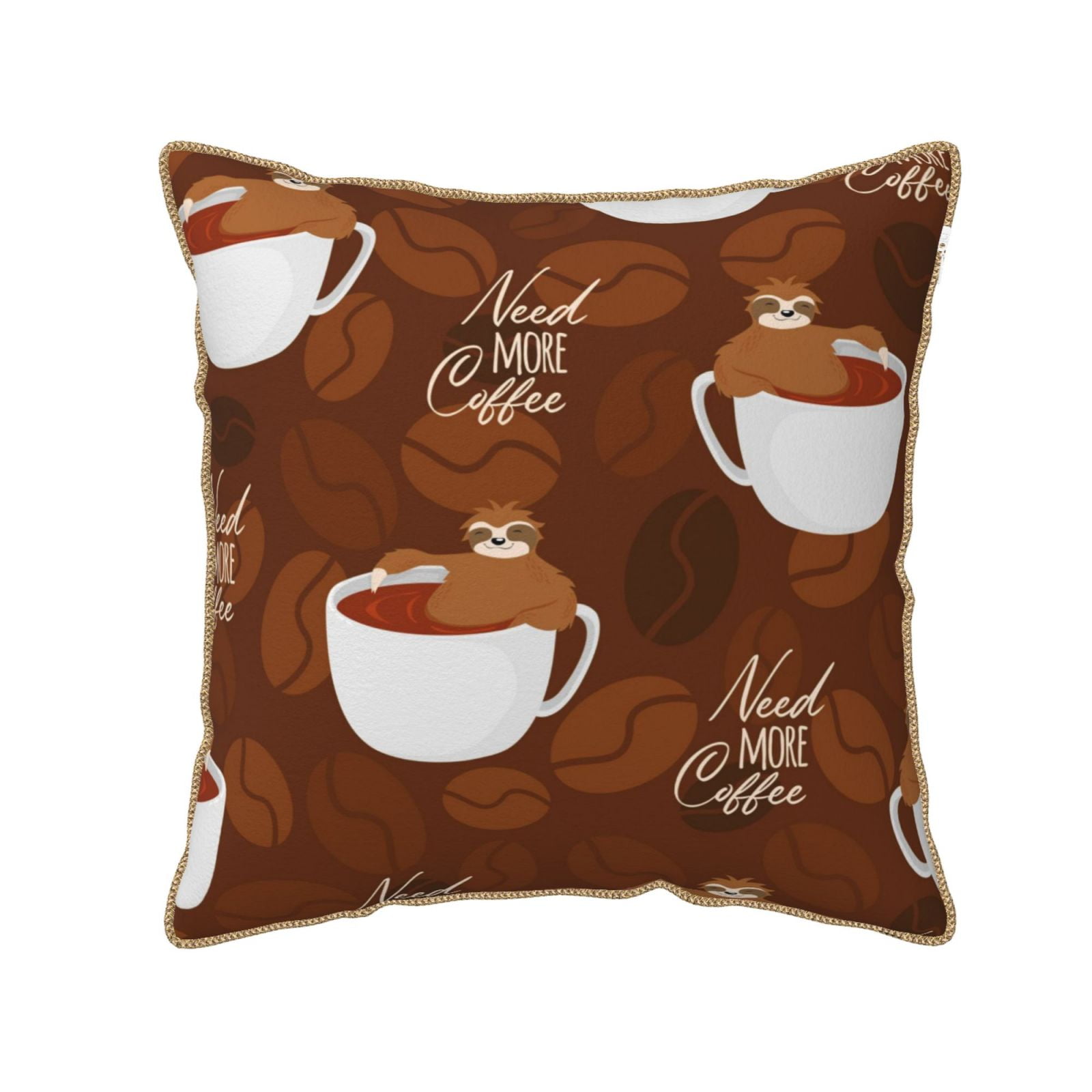Kll Sloths Need More Coffee Decorative Throw Pillow Covers Velvet Soft ...