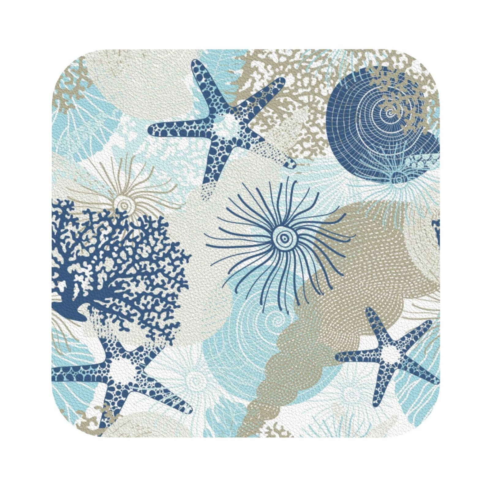 Kll Square Drink Coasters Set Of 4,Pu Leather Absorbent Coasters Set ...