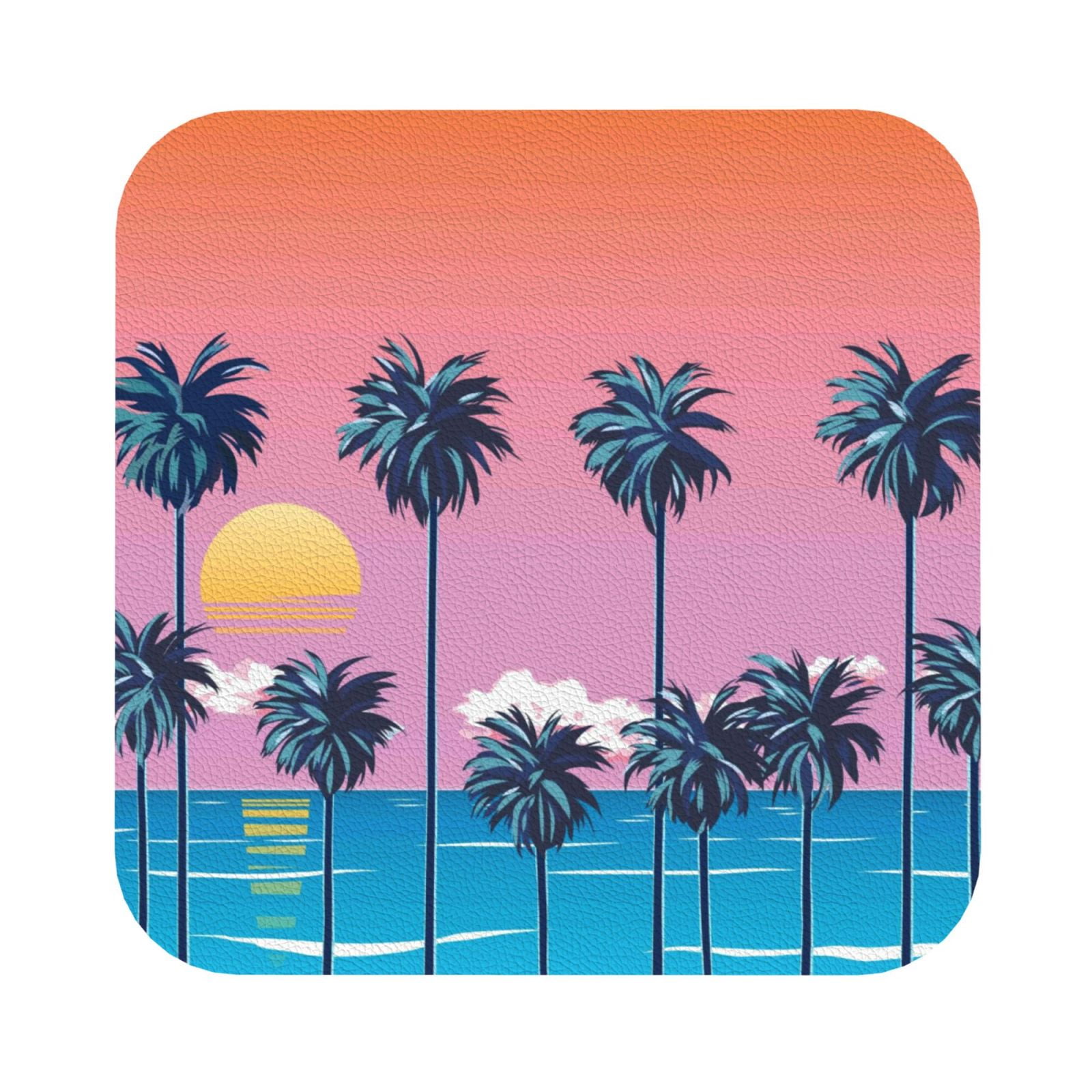 Kll Square Drink Coasters Set Of 4,Pu Leather Absorbent Coasters Set ...