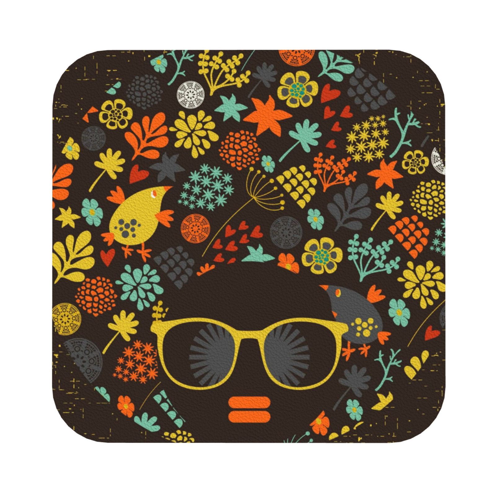 Kll Square Drink Coasters Set Of 4,Pu Leather Absorbent Coasters Set ...