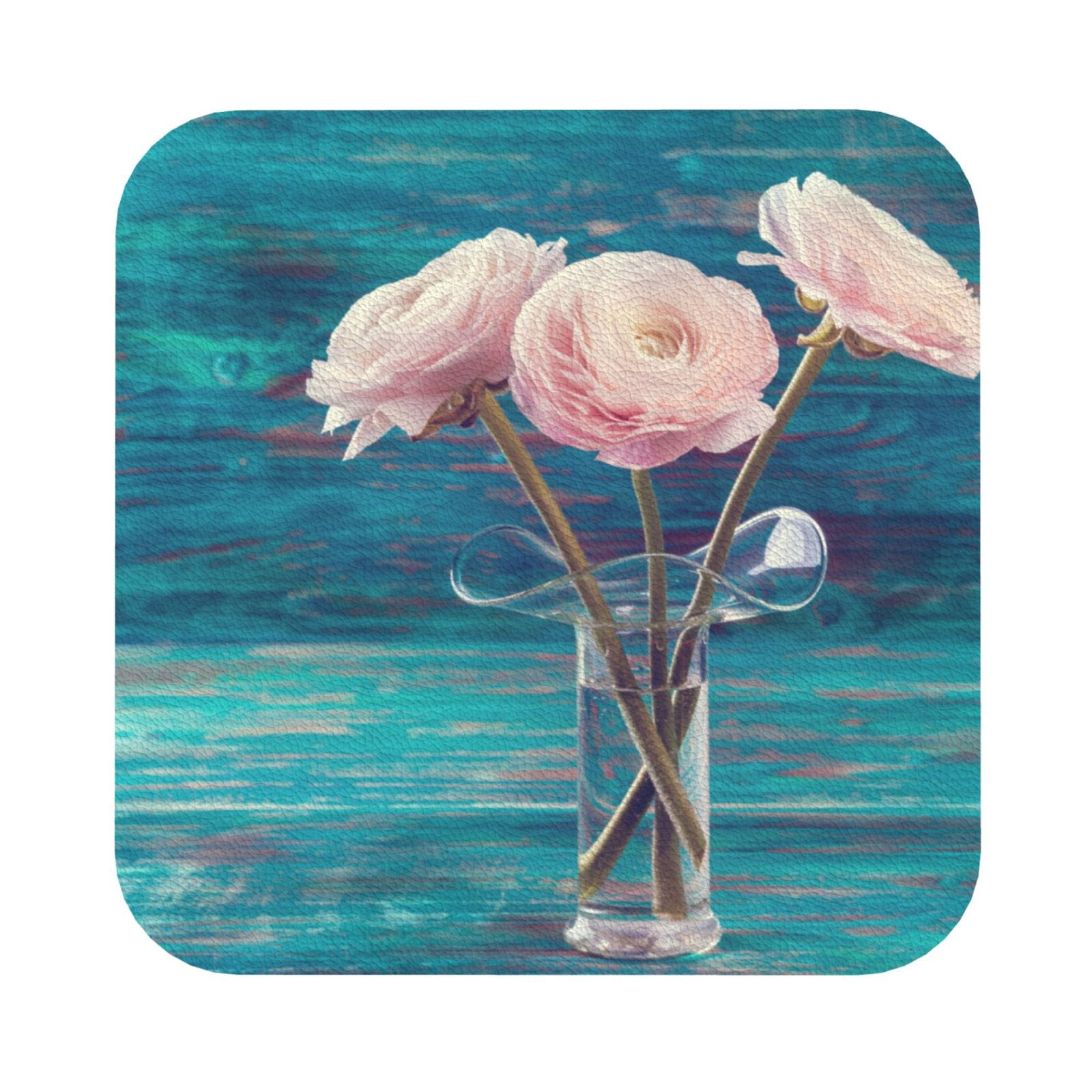 Kll Square Drink Coasters Set Of 4,Pu Leather Absorbent Coasters Set ...