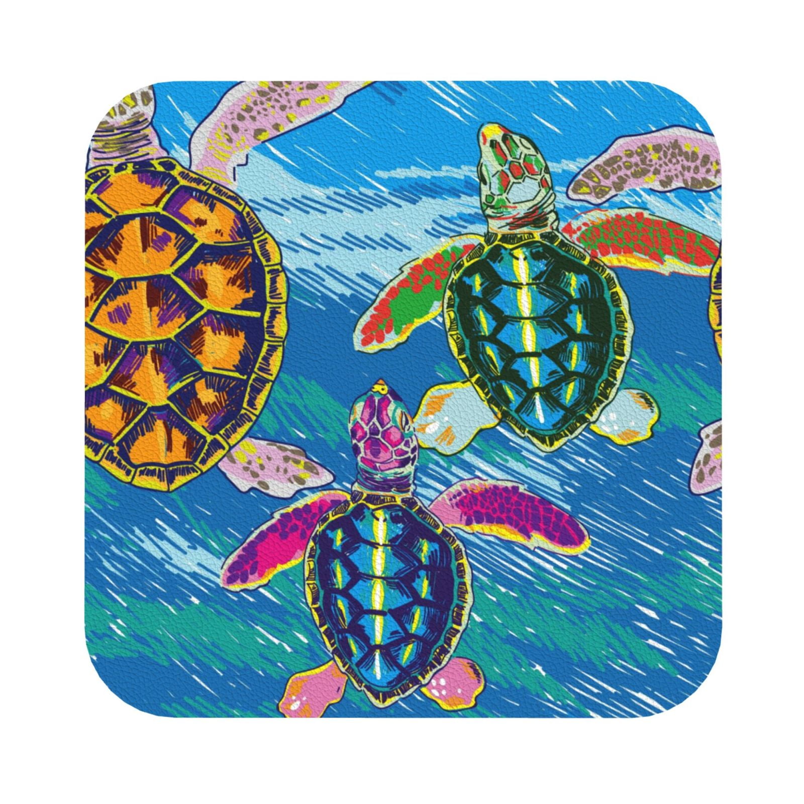Kll Square Drink Coasters Set Of 4,Pu Leather Absorbent Coasters Set ...