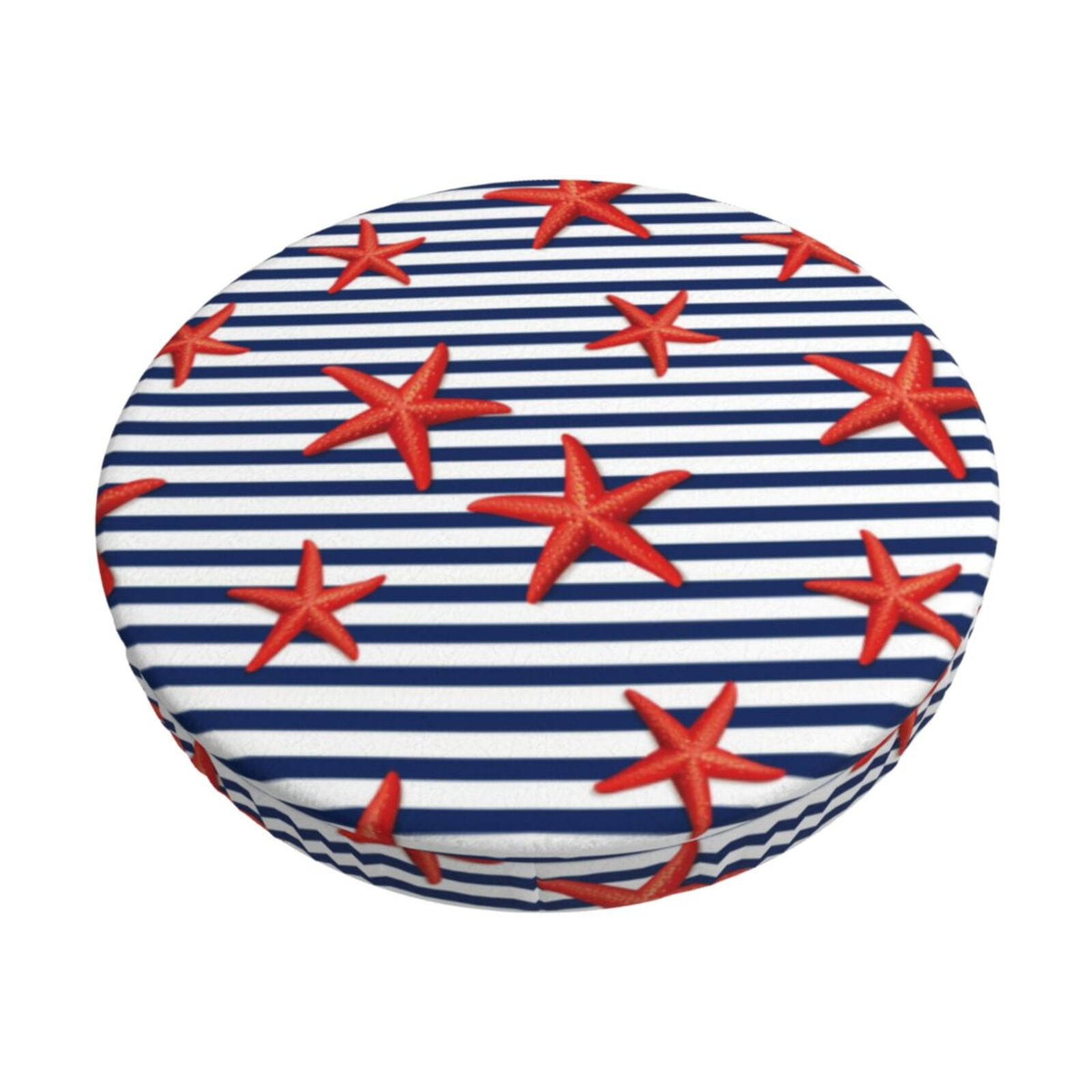 Kll Starfish Navy Blue Stripe Round Bar Chair Cushion Cover 13 Inch,Bar ...