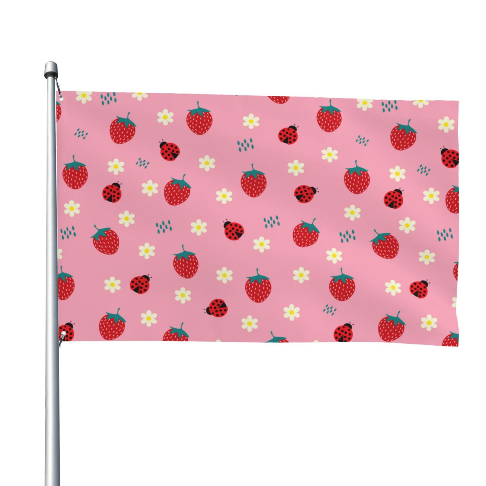 Kll Strawberry And Ladybugs Flag 4x6 Ft Parade Party Flag Outdoor Flag ...