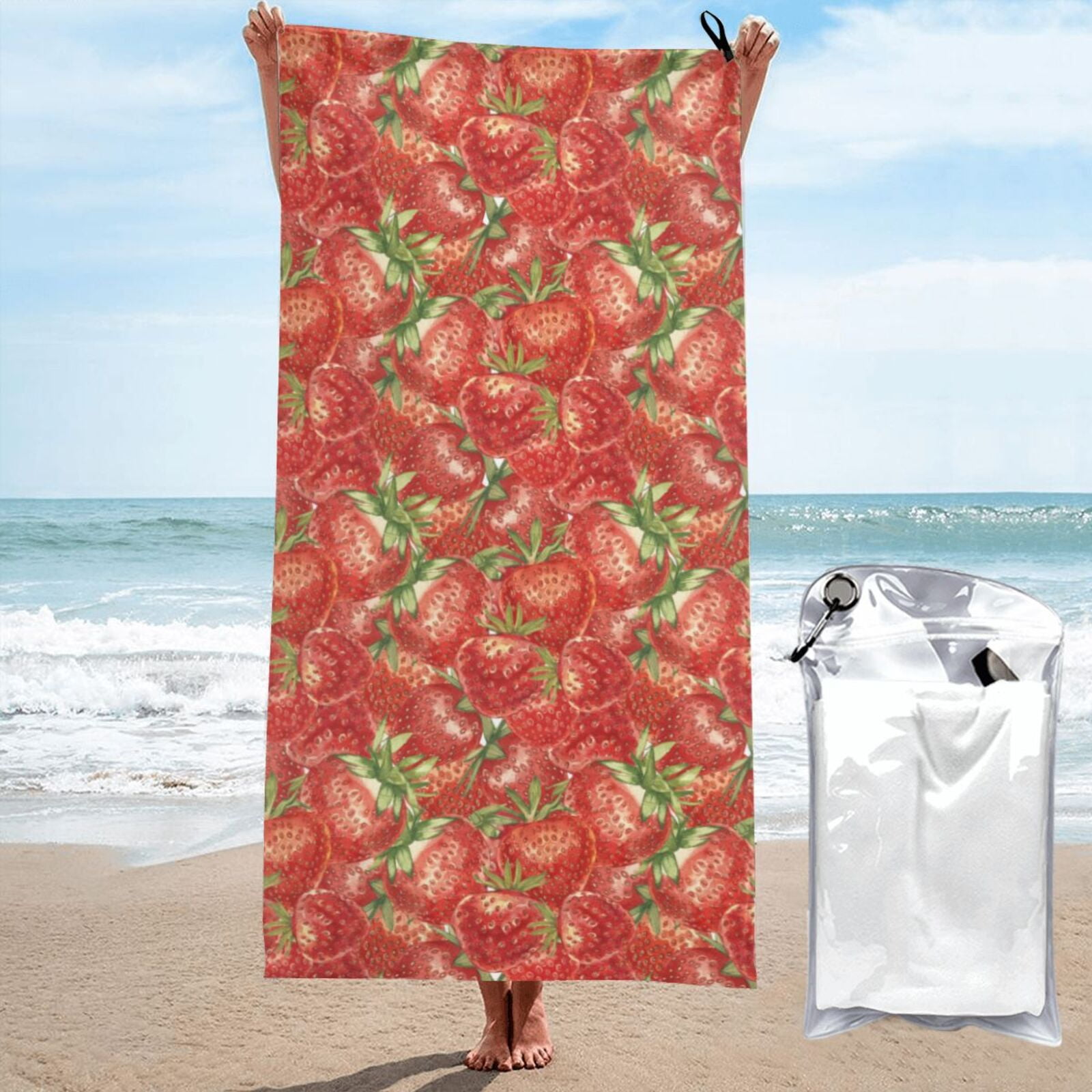 Kll Strawberry Microfiber Beach Towel Fast Drying,Extra Large 27.5"X55 ...