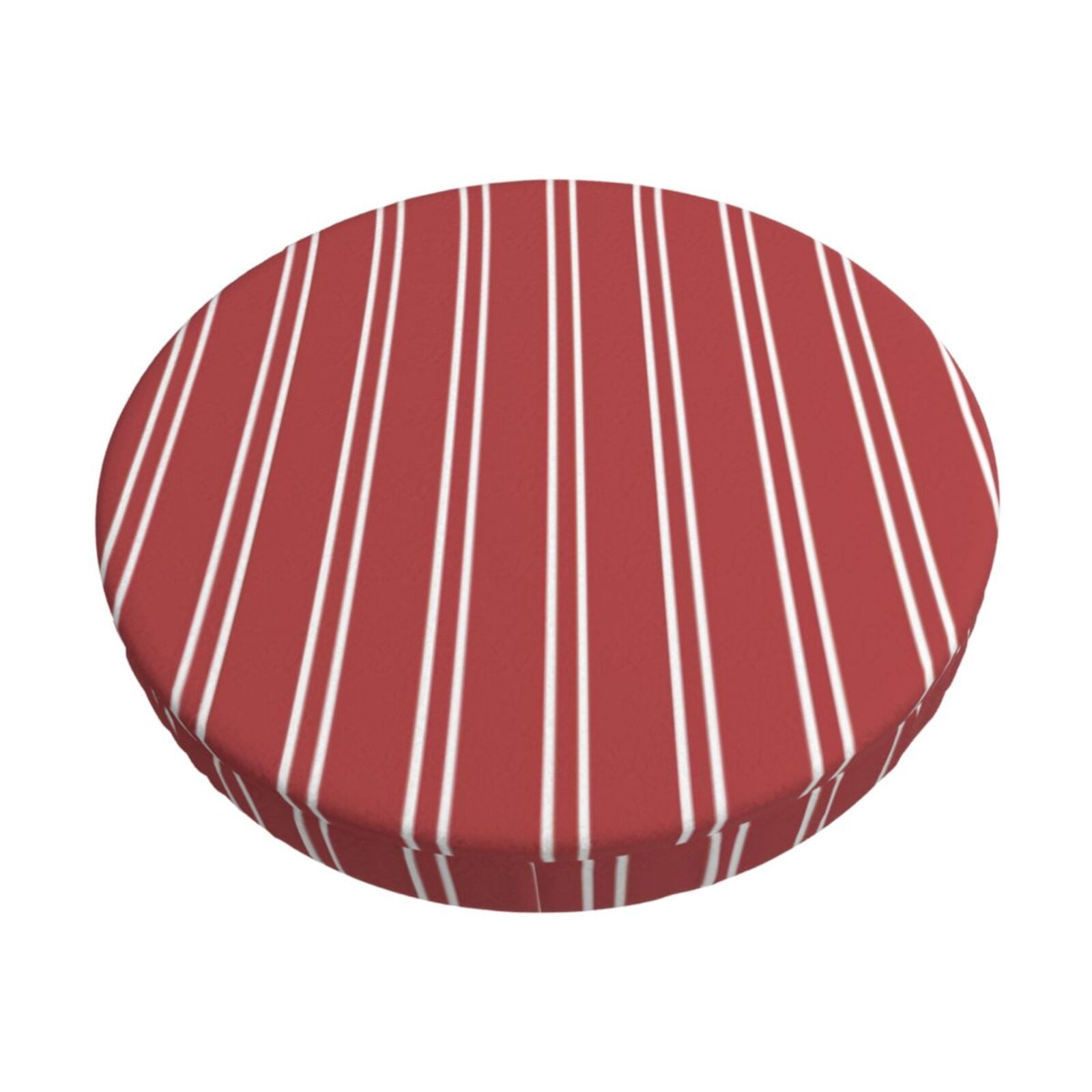 Kll Stripes Red White Round Bar Chair Cushion Cover 14 Inch,Bar Stool ...