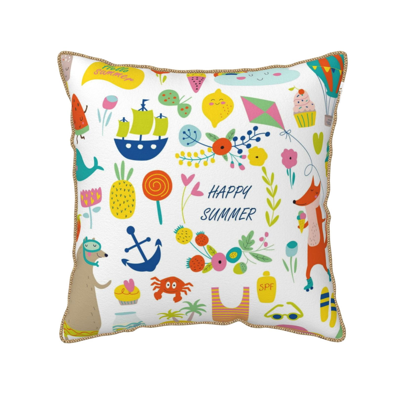Kll Summer Animal Decorative Throw Pillow Covers Velvet Soft For Couch ...