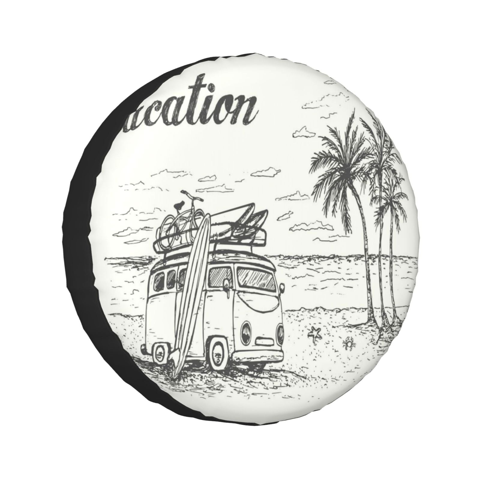 Kll Summer Vacation Scene With Camping Van Tire Cover,Universal Wheel ...