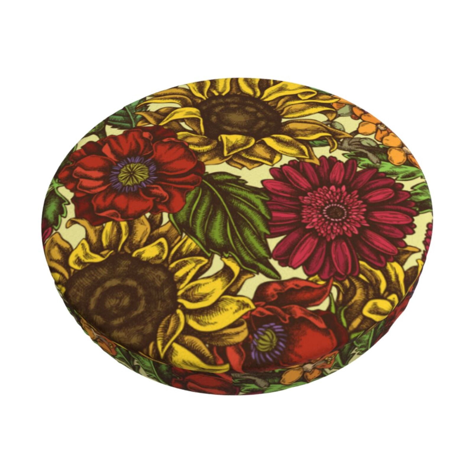 Kll Sunflower Round Bar Chair Cushion Cover 13 Inch,Bar Stool Protector ...