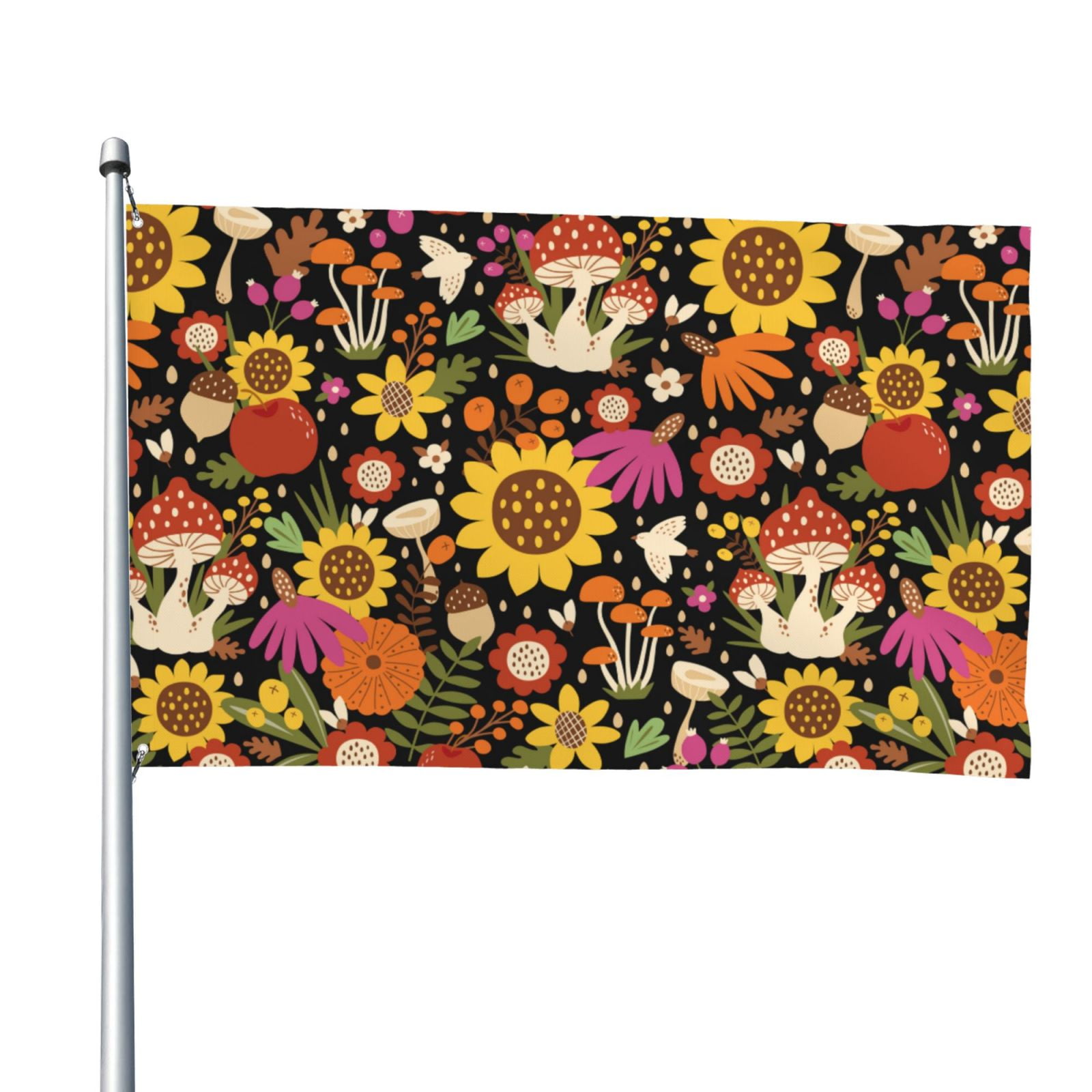 Kll Sunflowers Mushrooms Flag 4x6 Ft Parade Party Flag Outdoor Flag ...