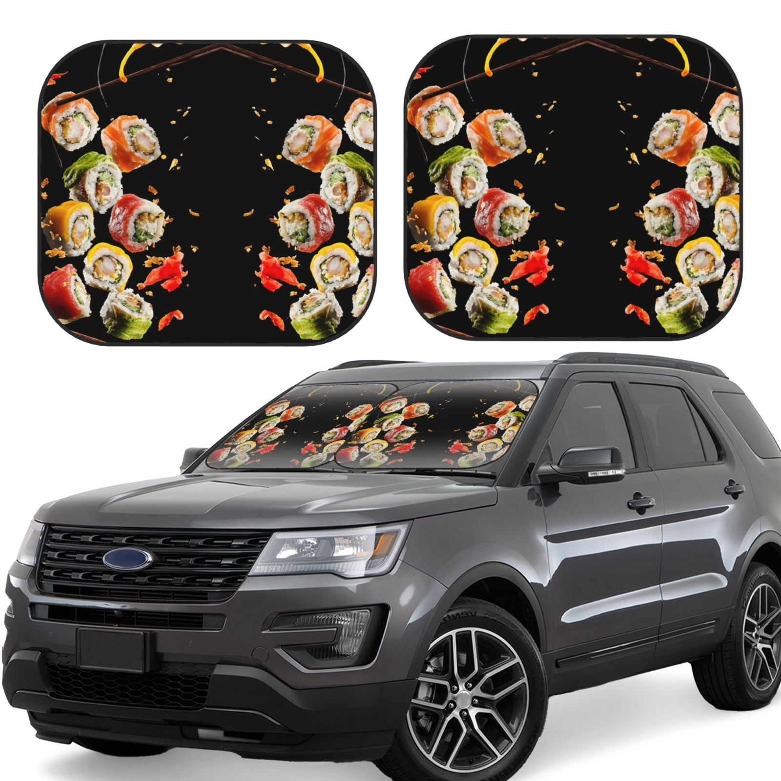 Kll Sushi Windshield Sun Shade 2-Piece Foldable Car Front Window ...