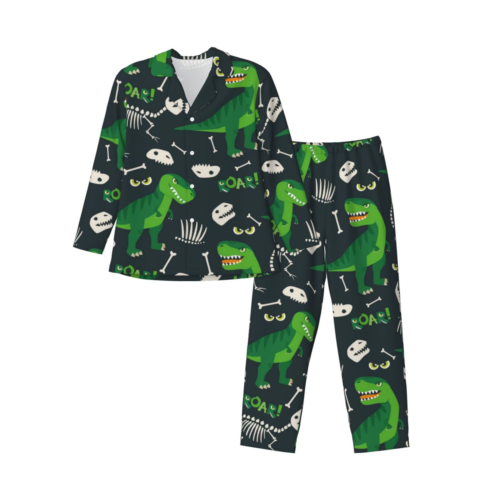 Kll T Rex And Dinosaur Bone Sleepwear Mens Flannel Pajamas,Long Cotton ...