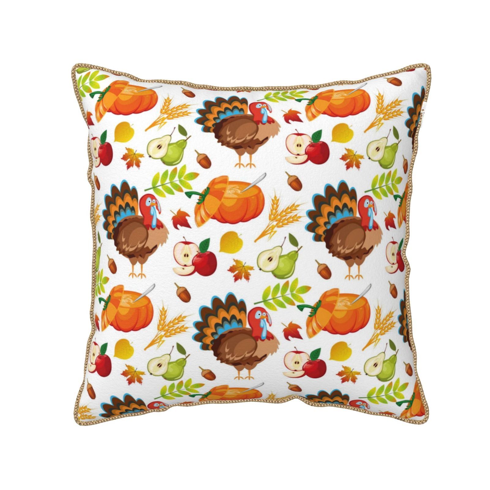 Kll Thanksgiving Turkey Decorative Throw Pillow Covers Velvet Soft For ...
