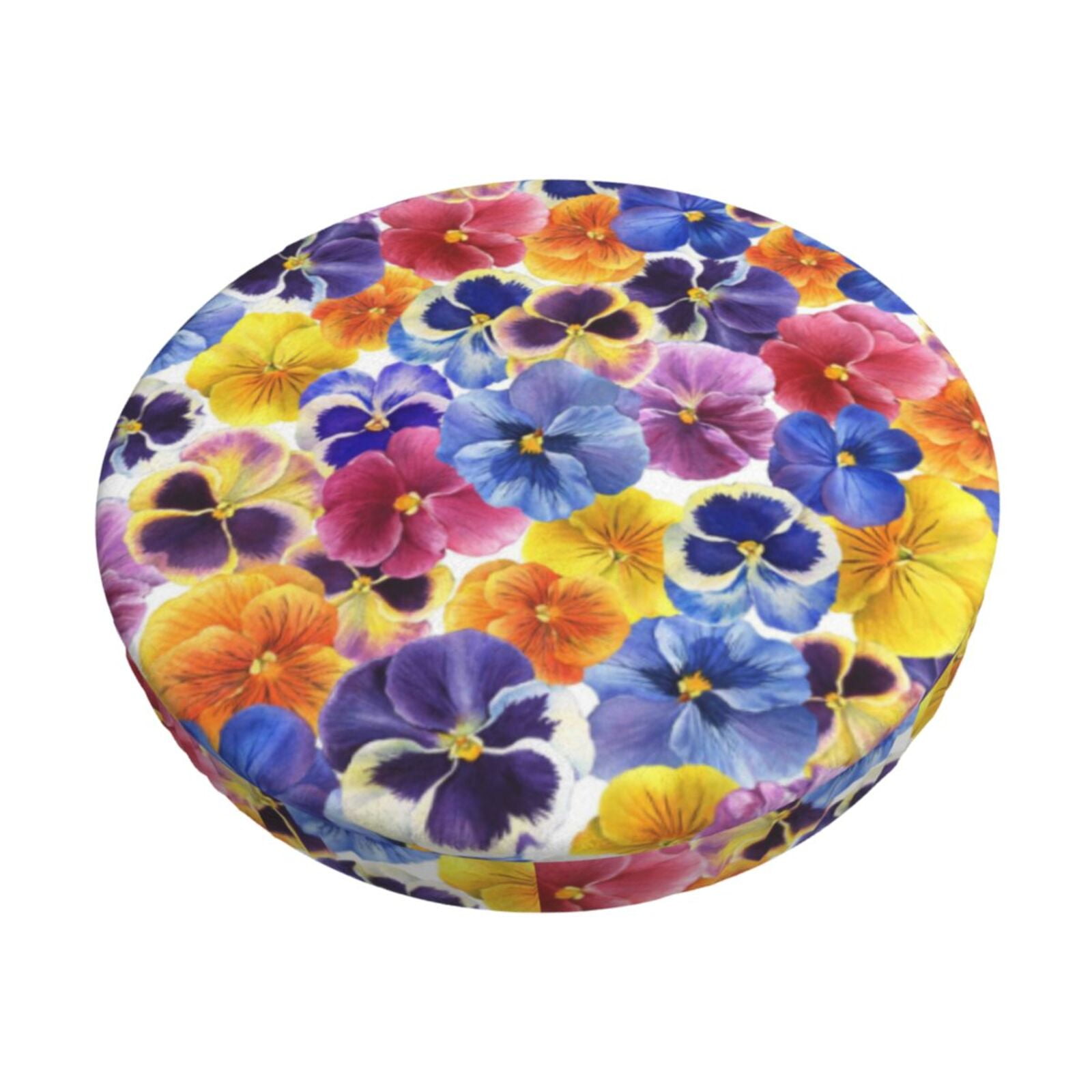 Kll The Garden Tricolor Pansy Flower Round Bar Chair Cushion Cover 13 ...