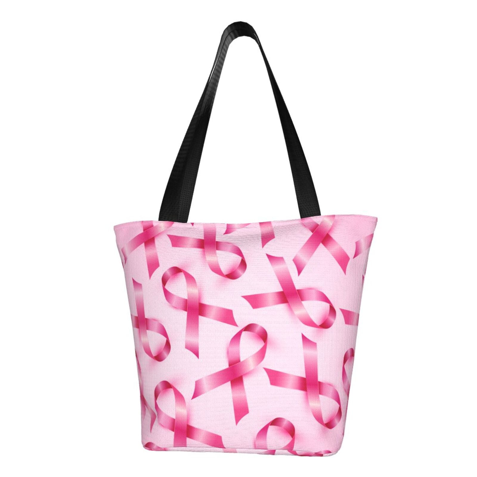 Kll Tote Bag For Women Breast Cancer Ribbons Awareness Print Shopping ...