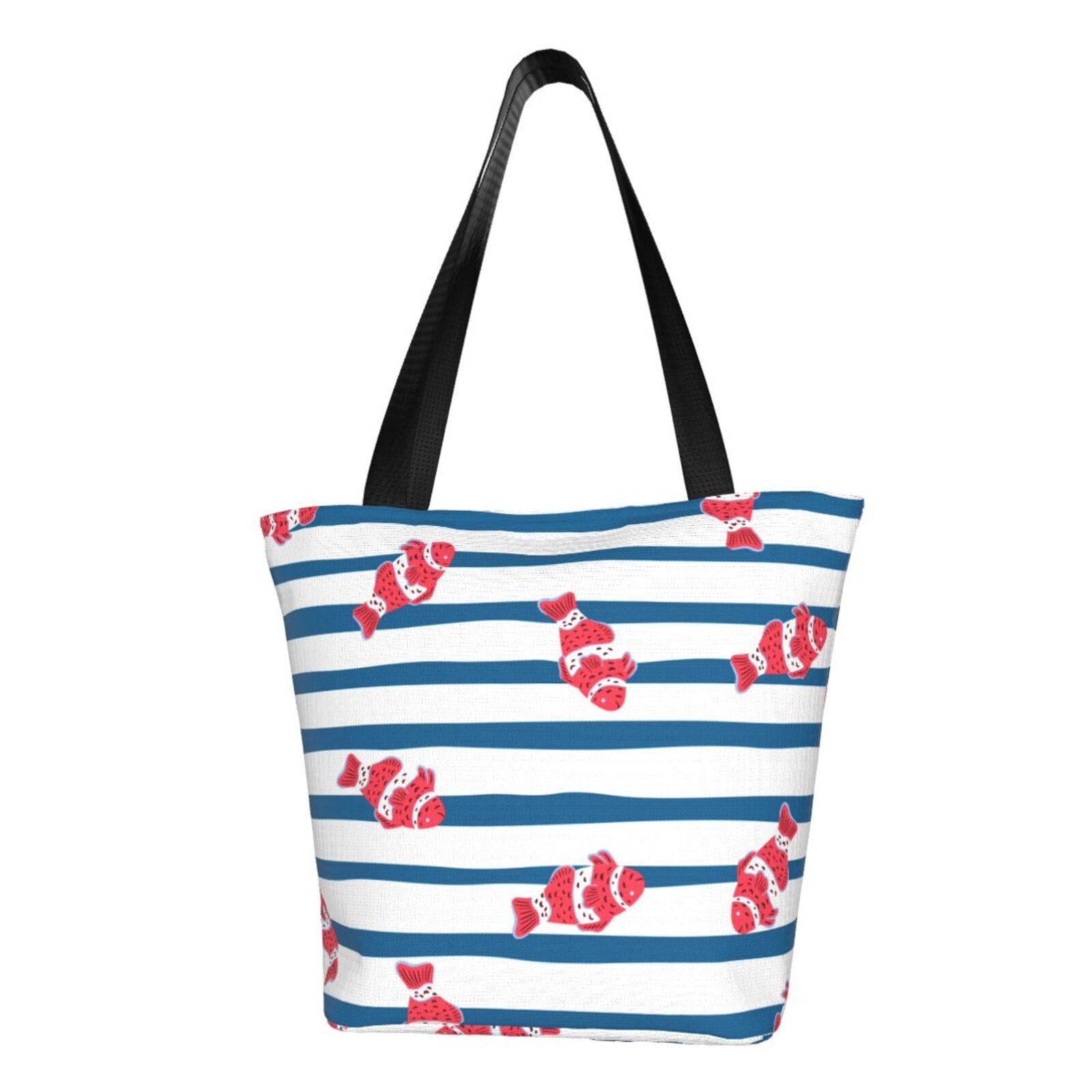 Kll Tote Bag For Women Clown Fish Print Shopping Grocery Reusable Bags ...
