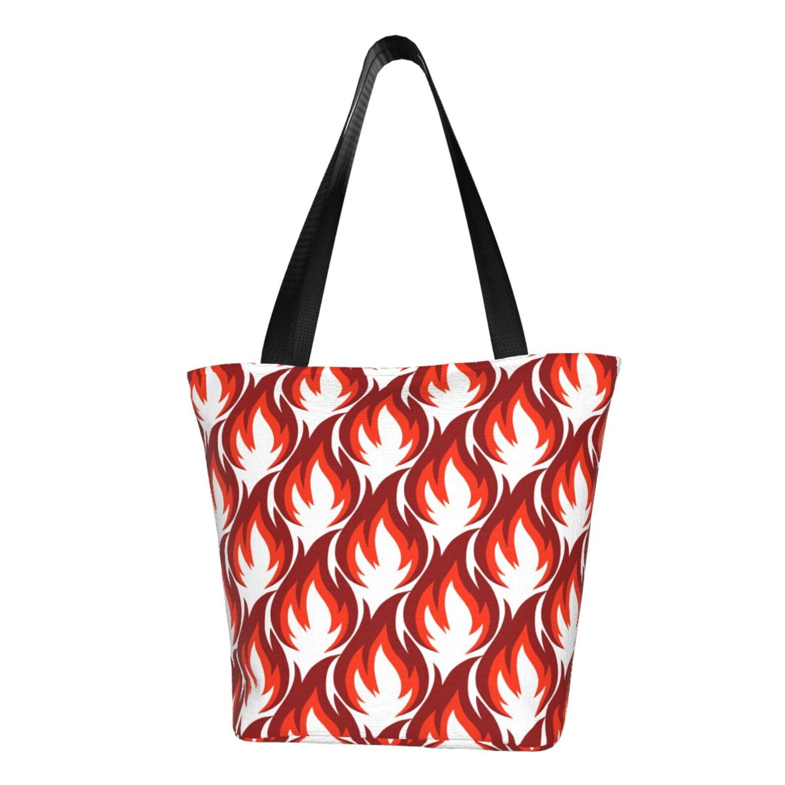 Kll Tote Bag For Women Fire Symbols Print Shopping Grocery Reusable ...
