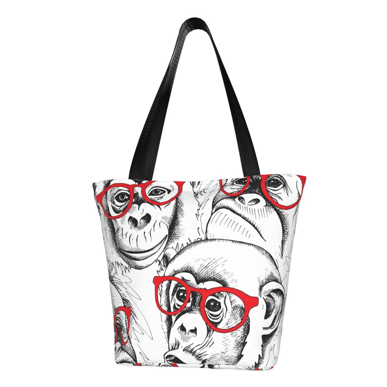 Kll Tote Bag For Women Monkey Print Shopping Grocery Reusable Bags For Office School Shopping ...