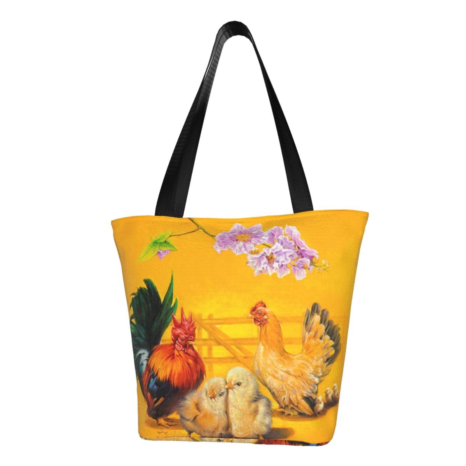 Kll Tote Bag For Women The Chicken Family Rooster Hen And Chicks Print ...