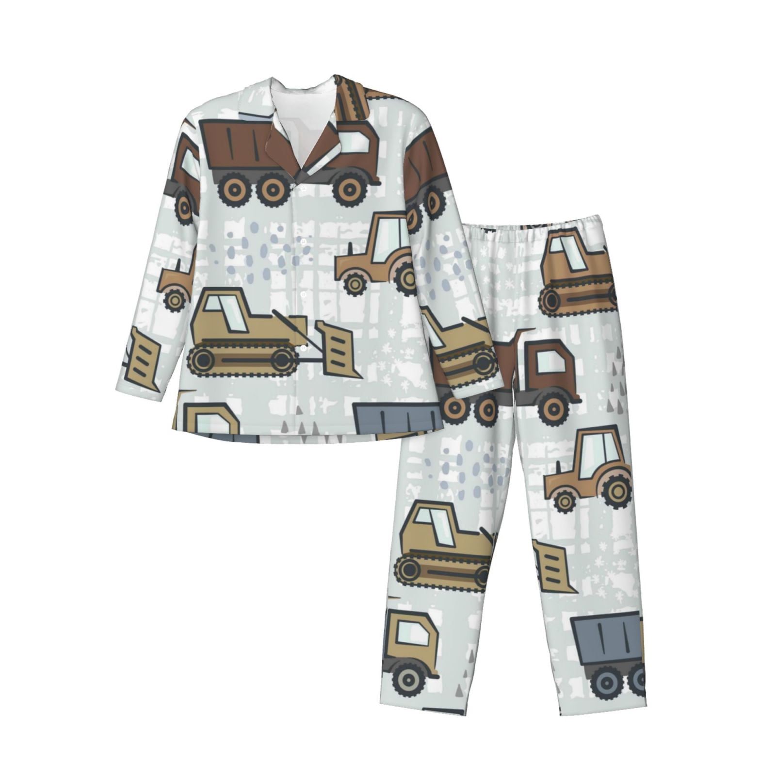 Kll Tractor And Dumper Sleepwear Mens Flannel Pajamas,Long Cotton Pj ...