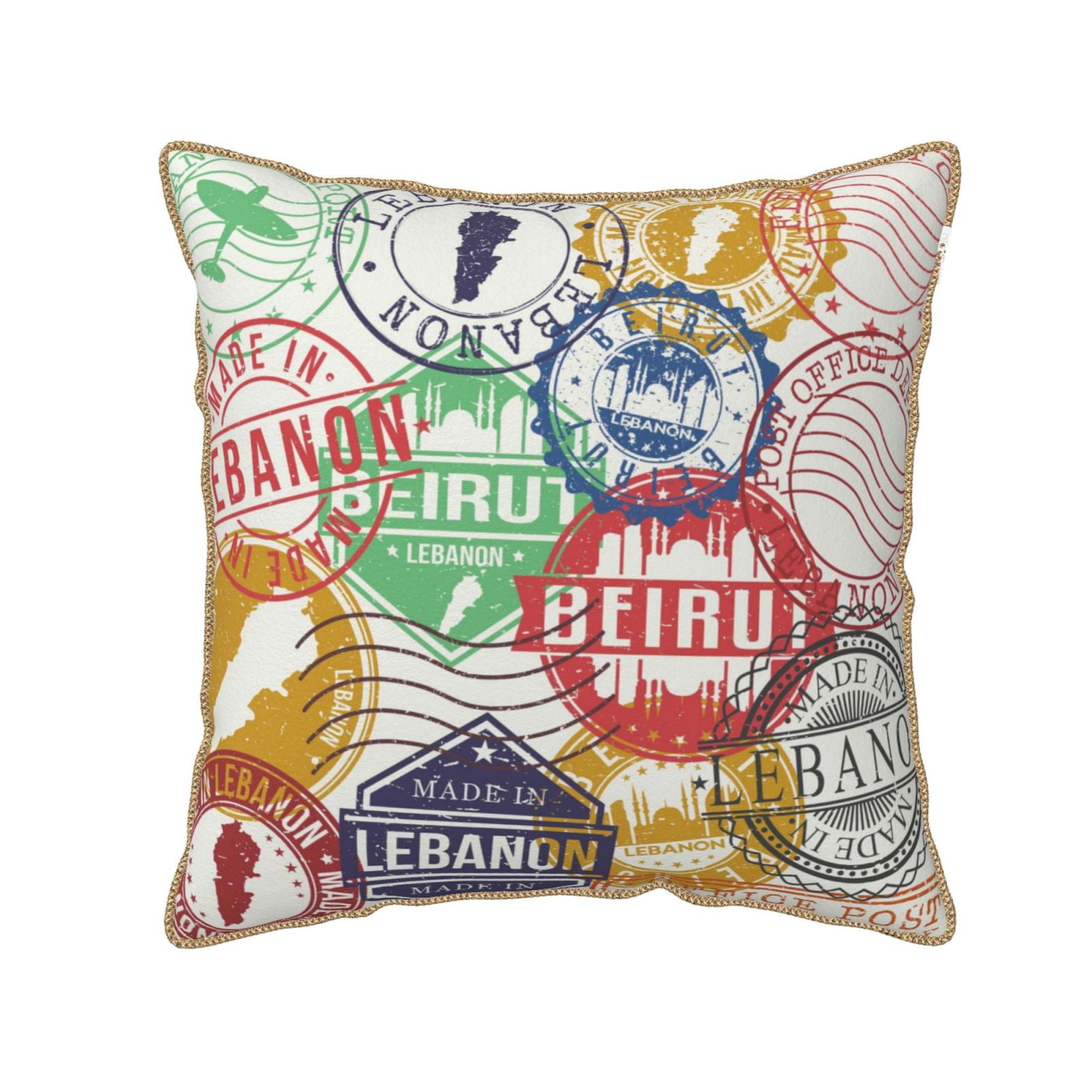 Kll Travel Stamp Decorative Throw Pillow Covers Velvet Soft For Couch ...