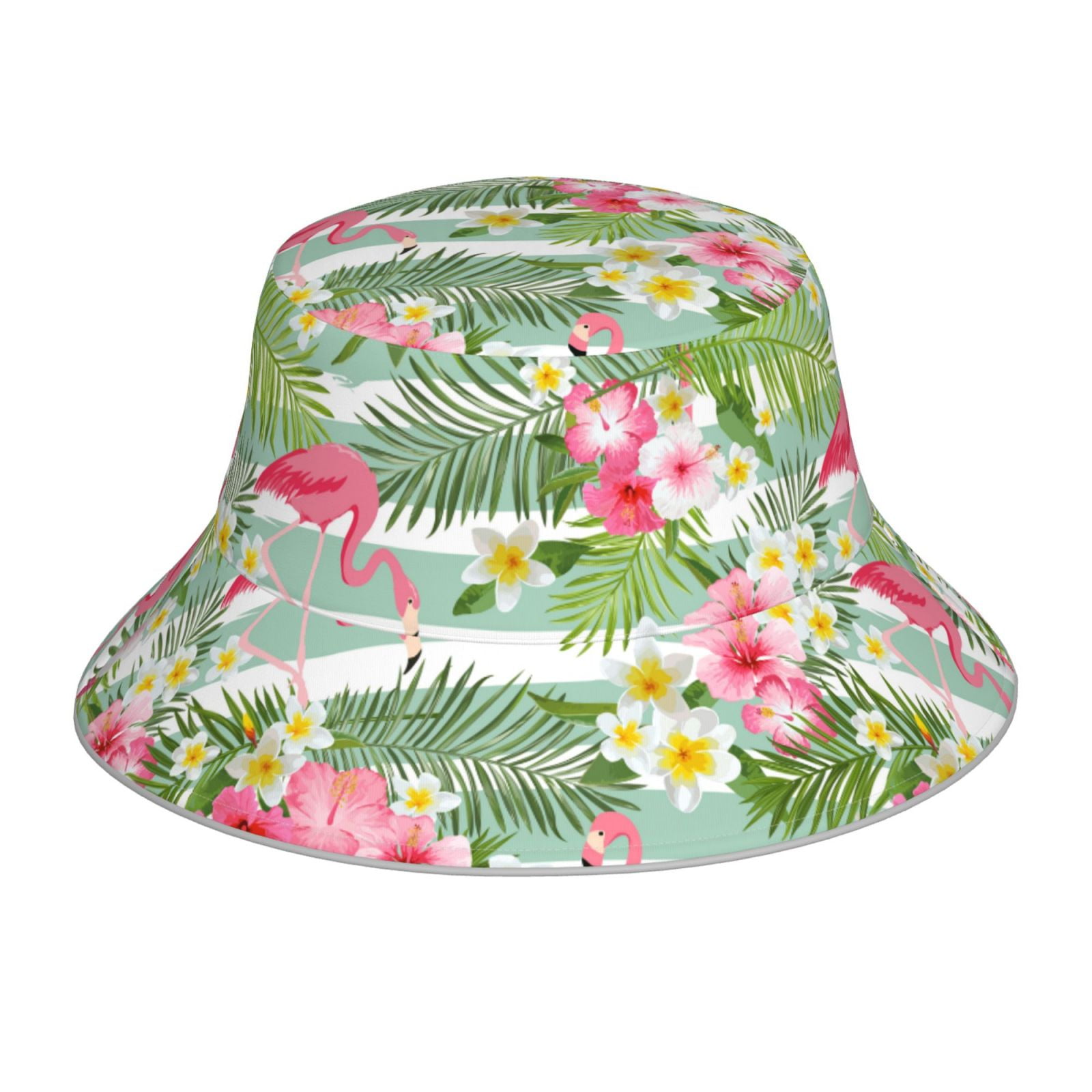 Kll Tropical Flamingo Bucket Hat For Women Men Packable Travel Beach ...