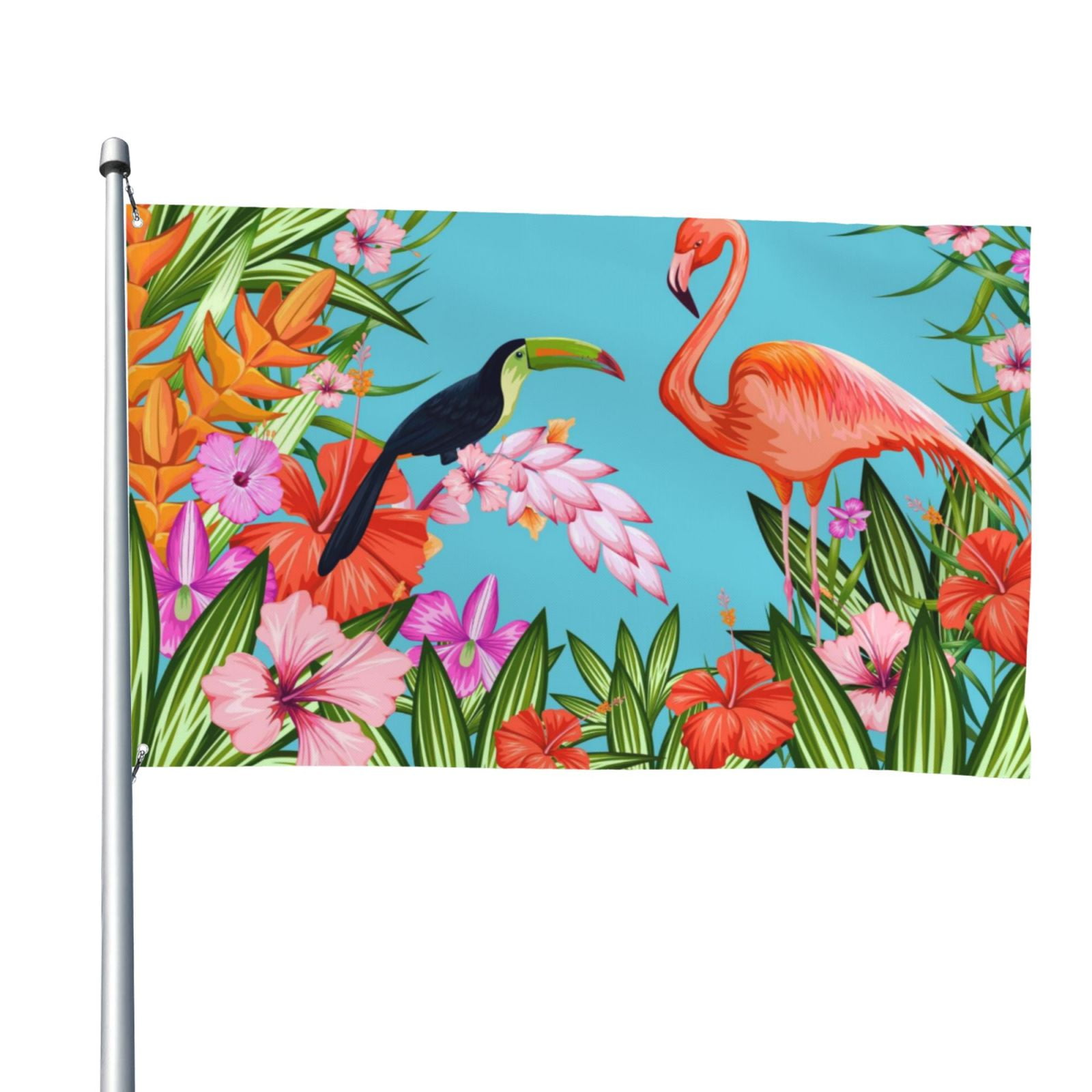 Kll Tropical Jungle Flamingo Flag 4x6 Ft Parade Party Flag Outdoor Flag ...