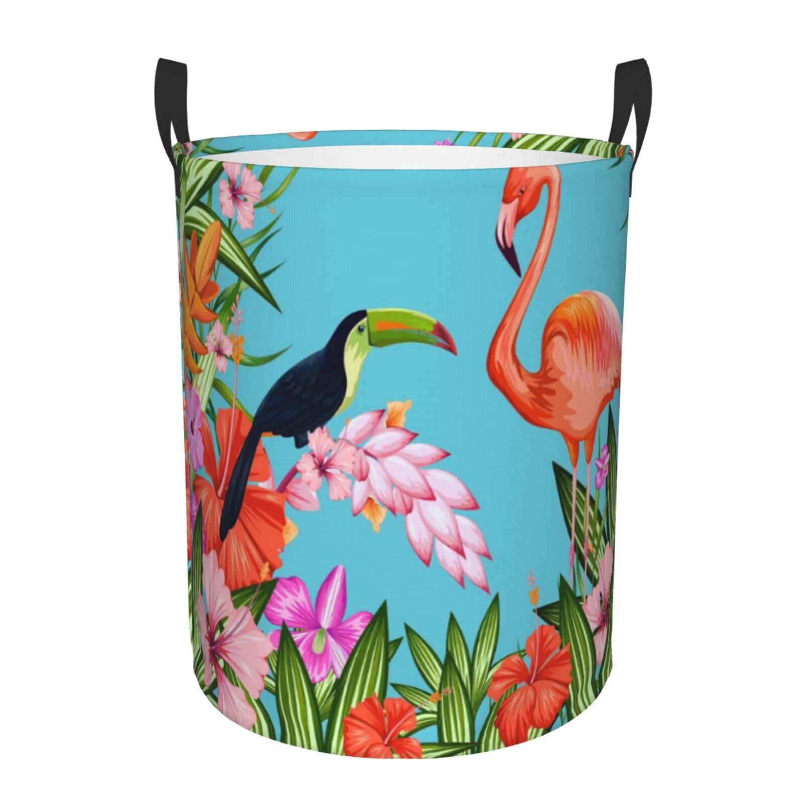 Kll Tropical Jungle Flamingo Waterproof Foldable Laundry Hamper Bucket ...