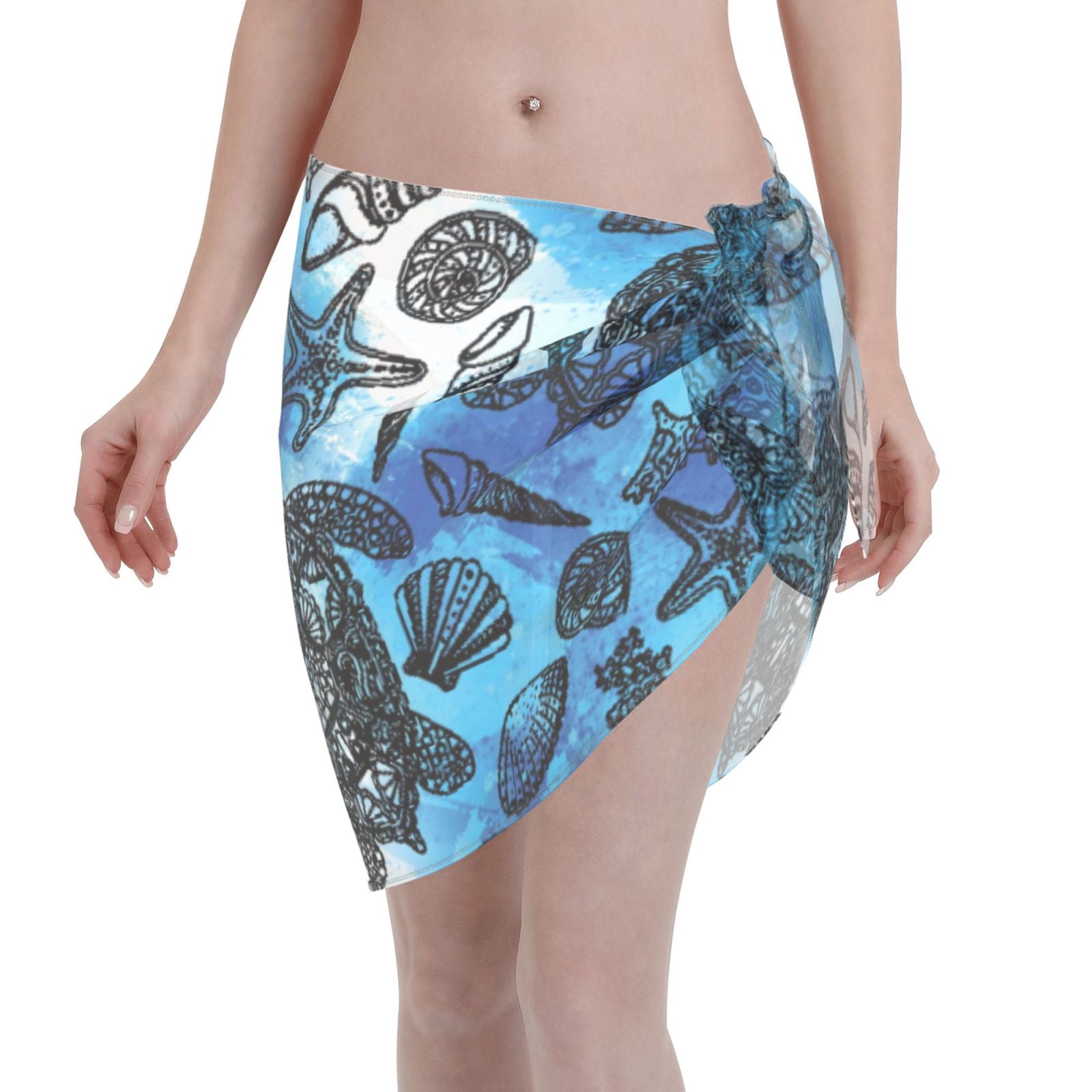 Kll Turtle Print Women'S Sarong Coverups Short Bathing Suit Wrap Skirt ...