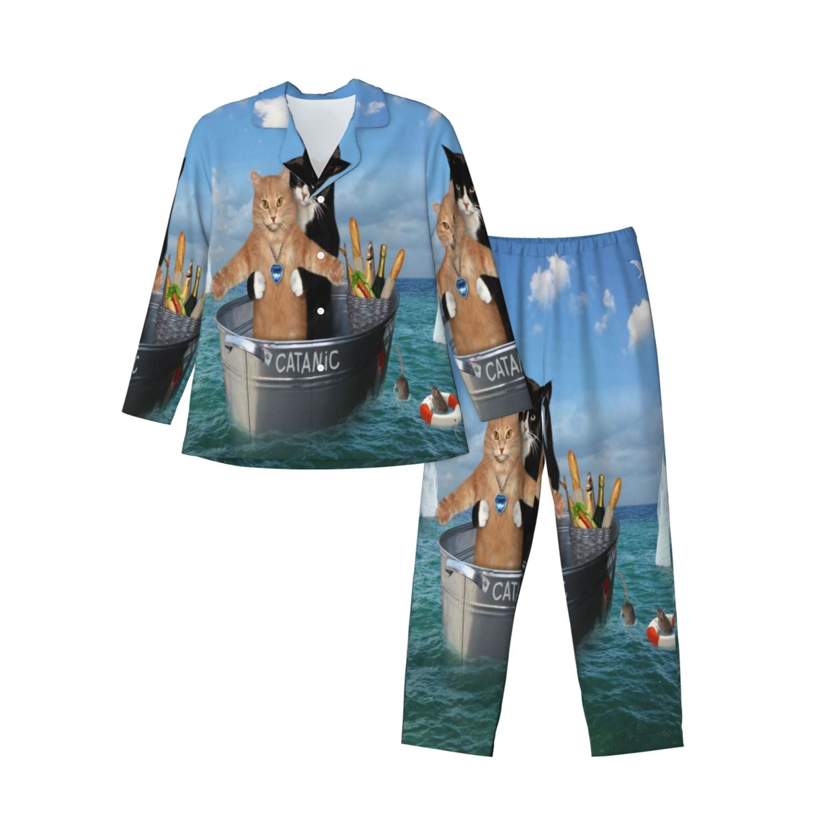 Kll Two Brave Cats Are Floating On The Sea Iceberg Sleepwear Mens ...