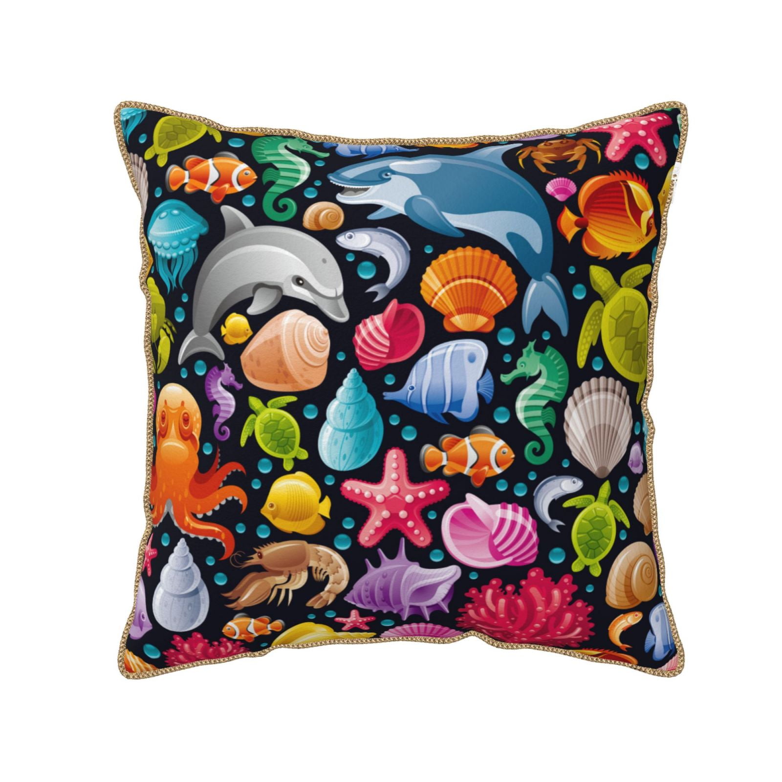 Kll Underwater Diving Animals Decorative Throw Pillow Covers Velvet ...